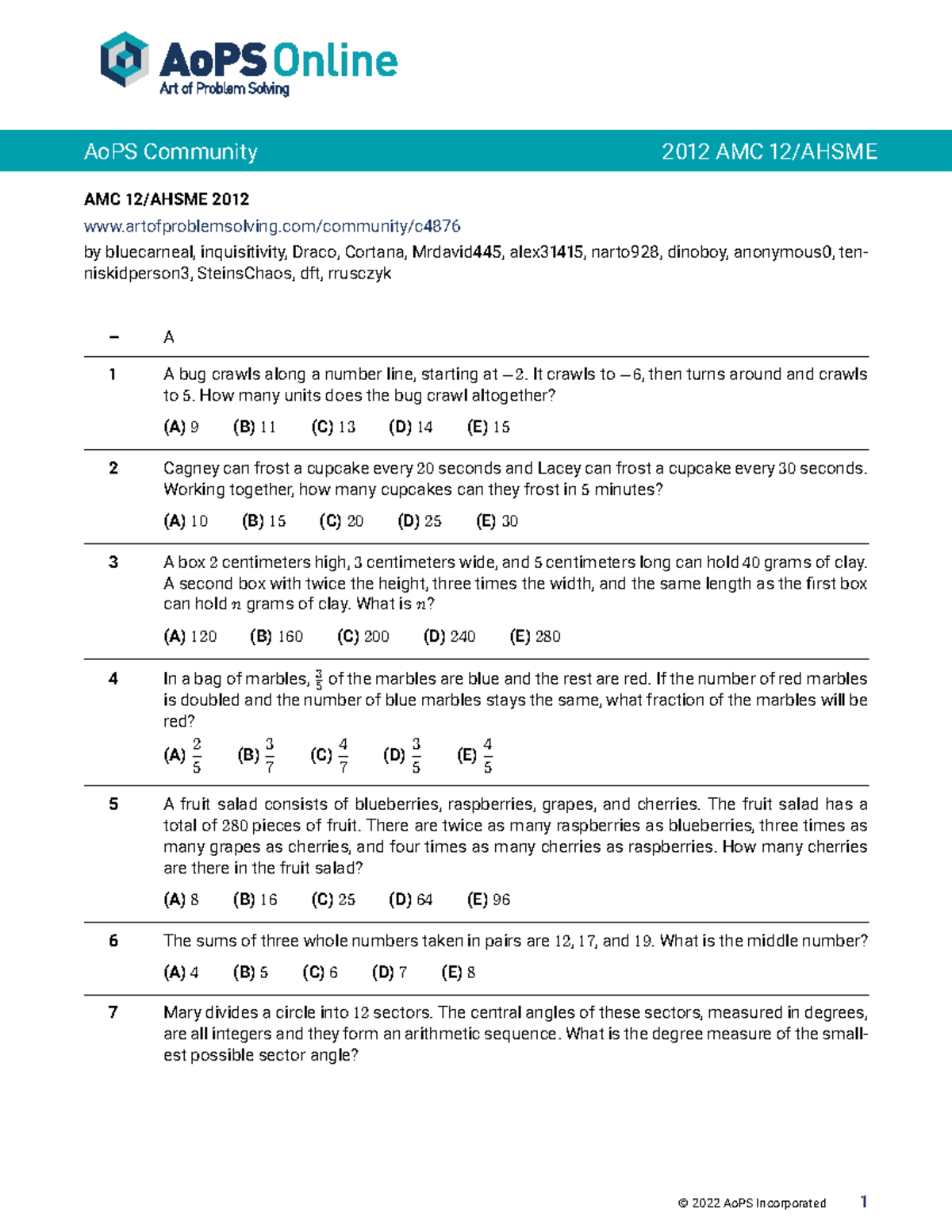 2012 AMC Exam Prep: Problem Solving Strategies and Solutions - Studocu
