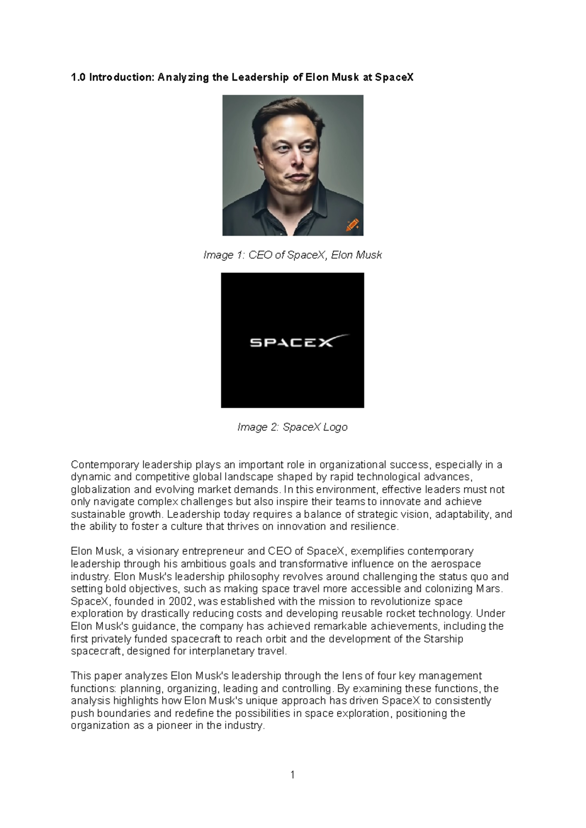 Group Assignment 1 MGT420 - 1 Introduction: Analyzing the Leadership of ...