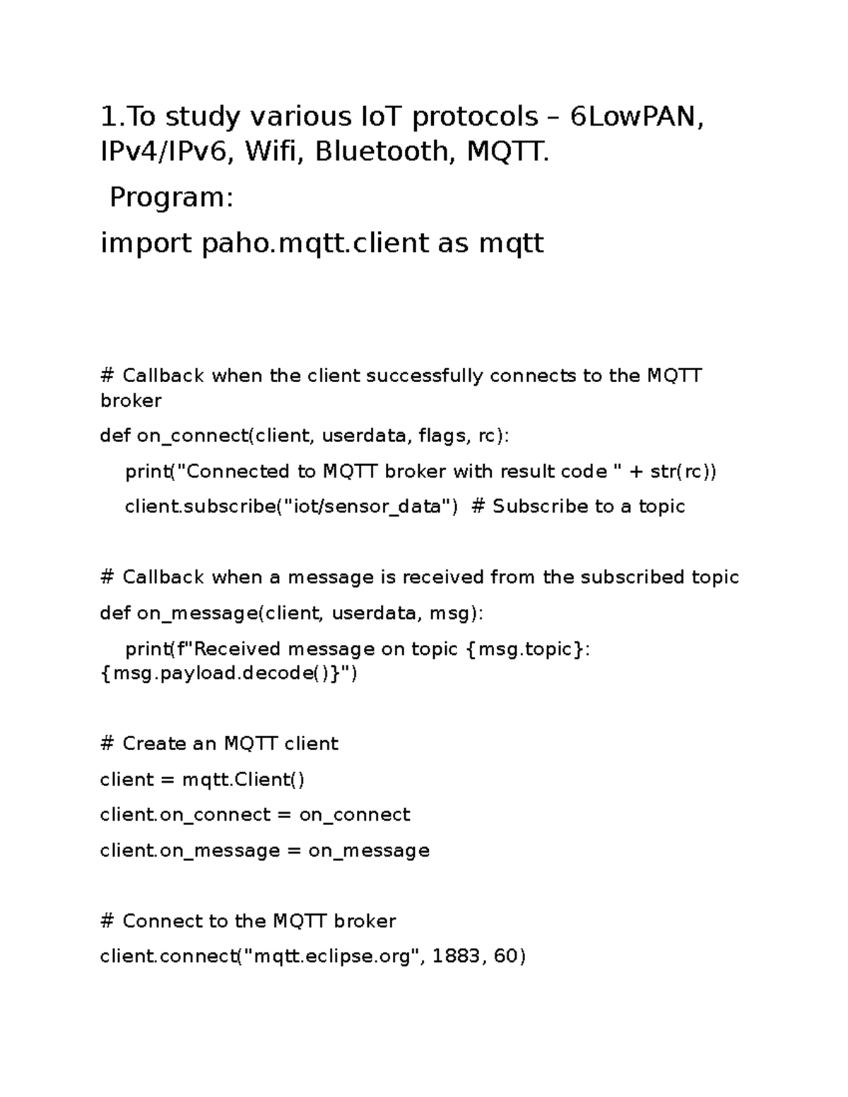 Iot lab - IOT lab material for anna university students - 1 study ...