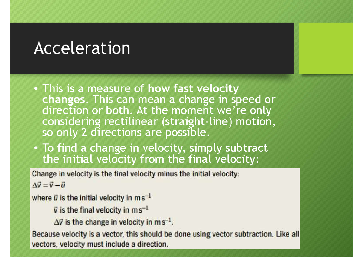 03 - Acceleration in Rectilinear Motion: Key Concepts and Examples ...