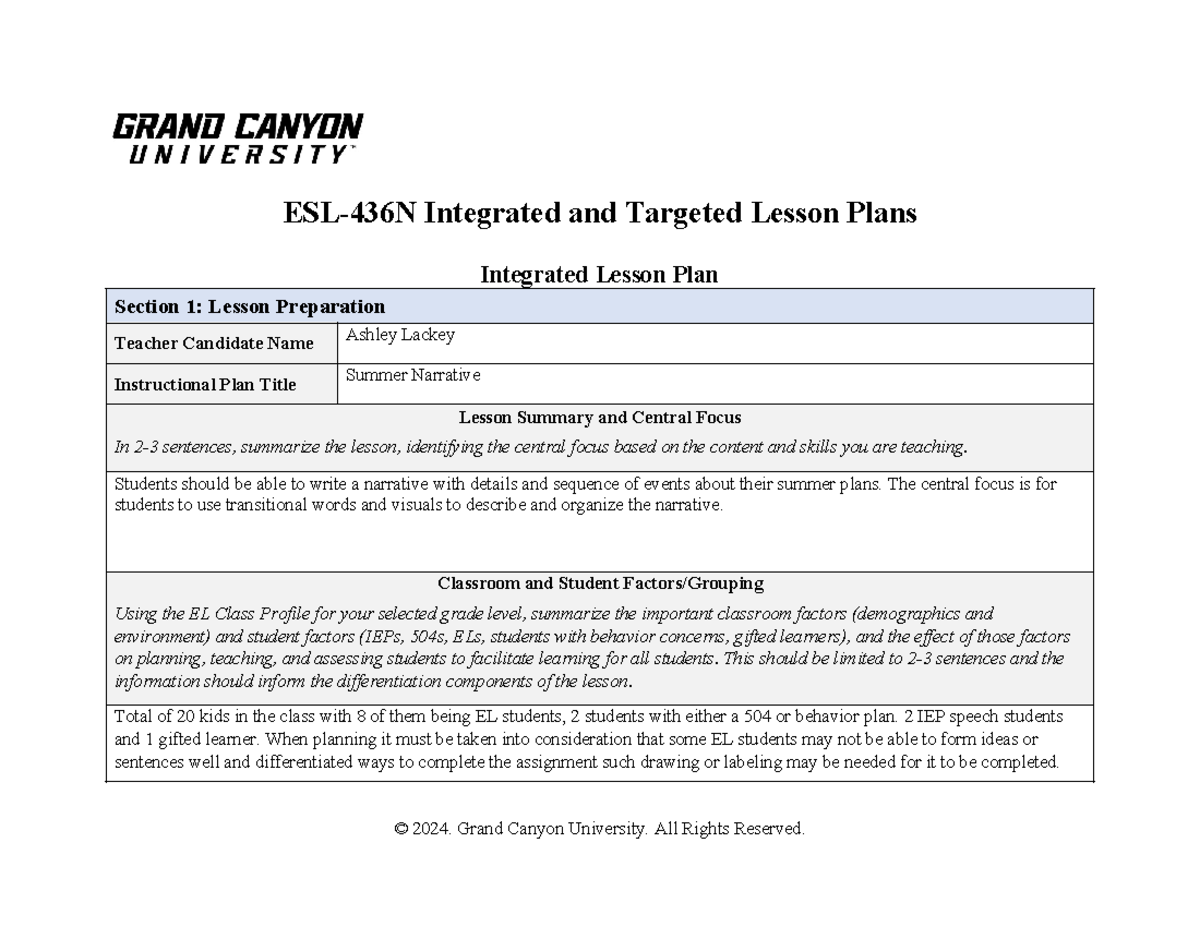 ESL-436N-RS-T7-Summer Narrative Integrated and Targeted Lesson Plans ...