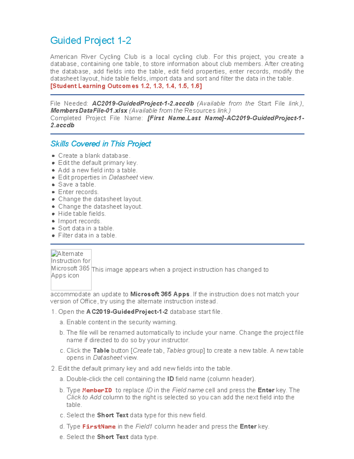 VOIM112 - Guided Project 1: American River Cycling Club Database - Studocu