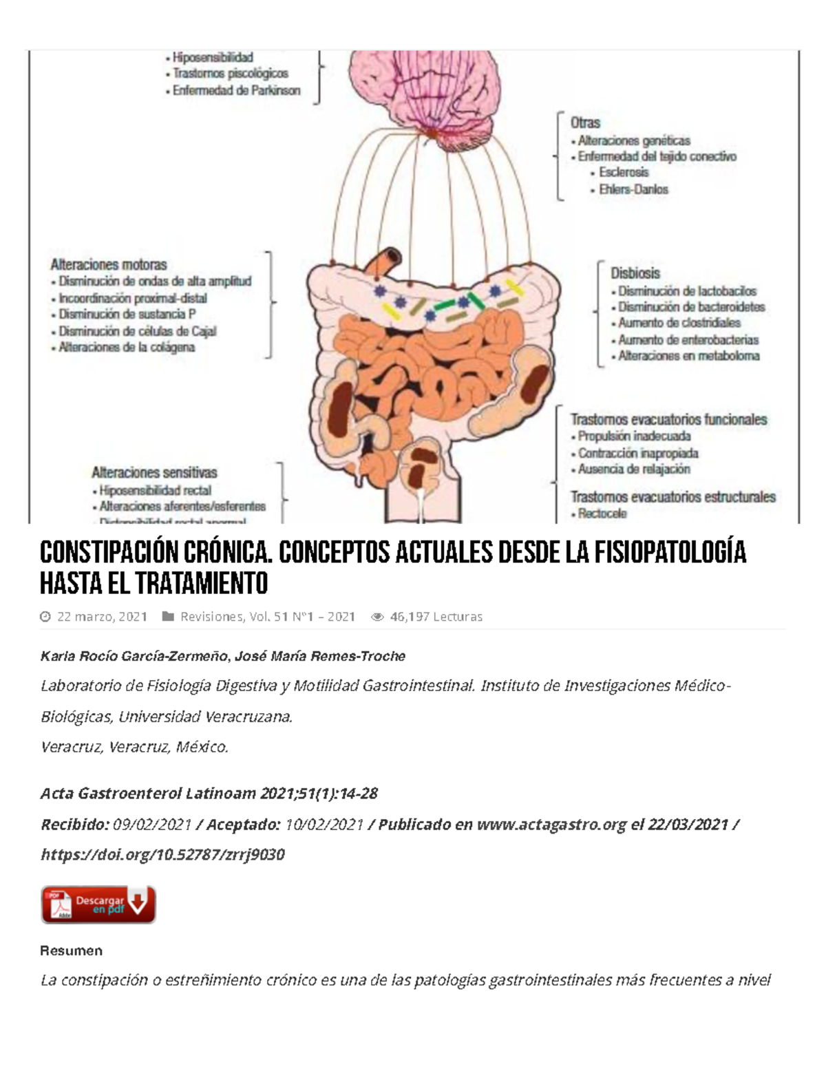 Revisión sobre Constipación Crónica: Fisiopatología y Tratamiento (2021 ...