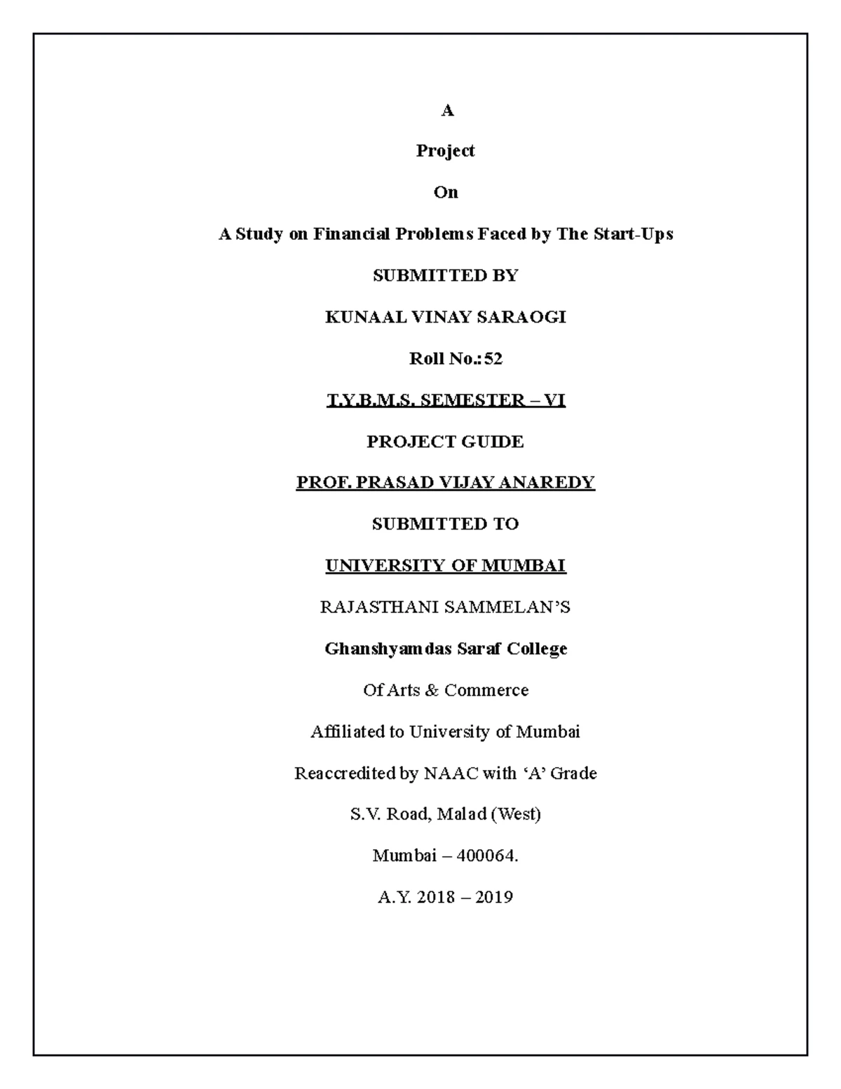 Black Book Project (Auto Recovered) - A Project On A Study on Financial ...