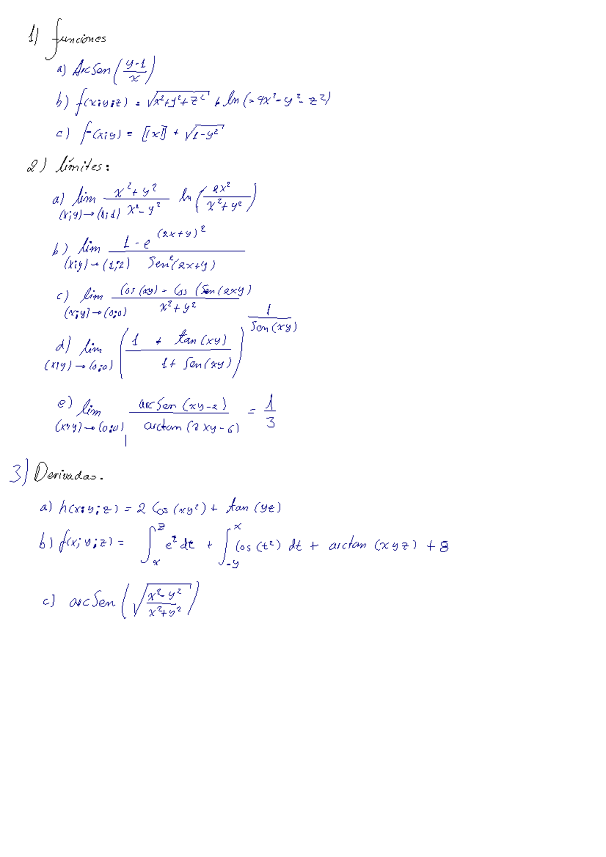 Semana 1(ejercicios) - Ejercicios para resolver de cálculo III. - Calculo Integral - Studocu