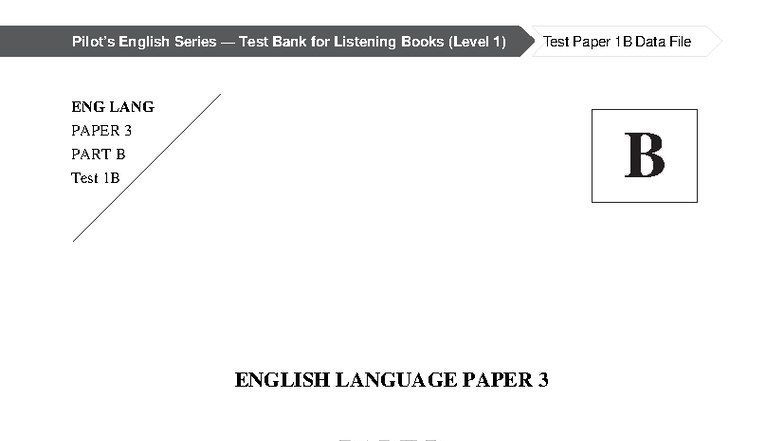 ENG LANG PAPER 3 PART B Test 1B Data File Marking Scheme - Studocu