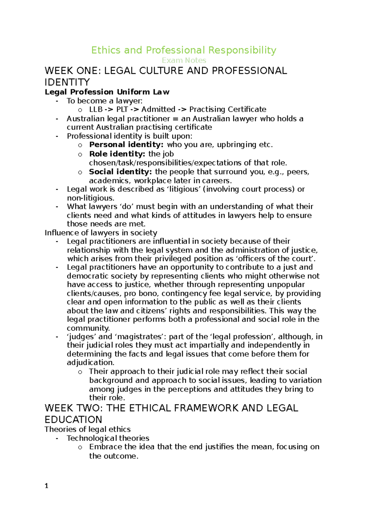 Ethics Exam Notes (Course Code: LLB-PR) - Comprehensive Study Guide ...