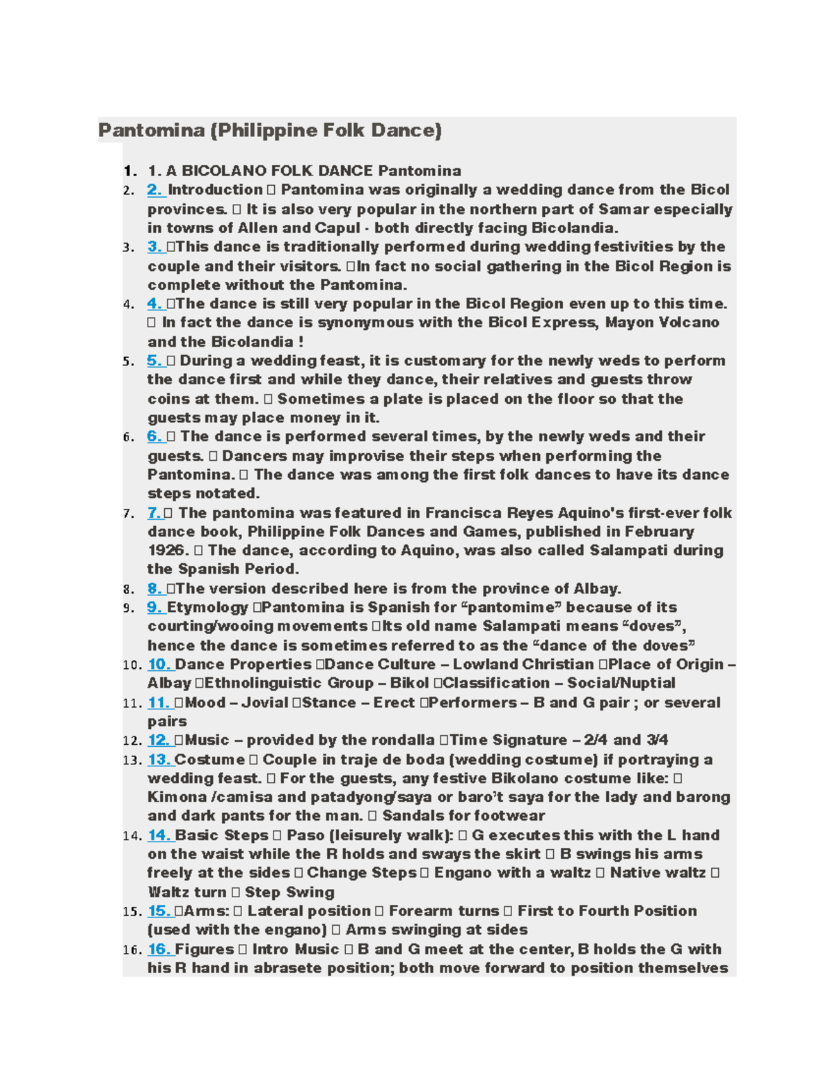 Pantomina: A Traditional Wedding Dance of the Bicol Region - Studocu