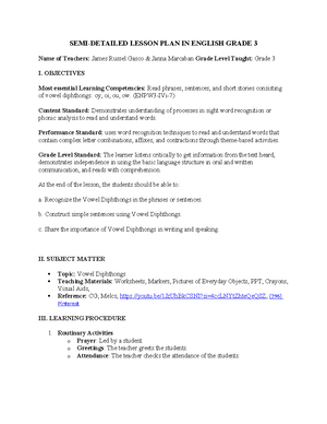 TOS Reading Writing - TOS - Table of Specification in Reading and ...