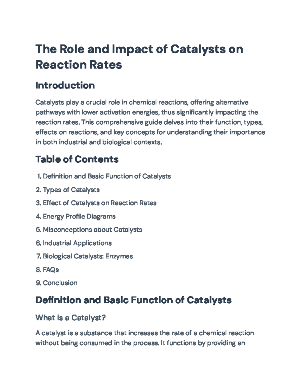 The Role and Impact of Catalysts on Reaction Rates: A Comprehensive ...