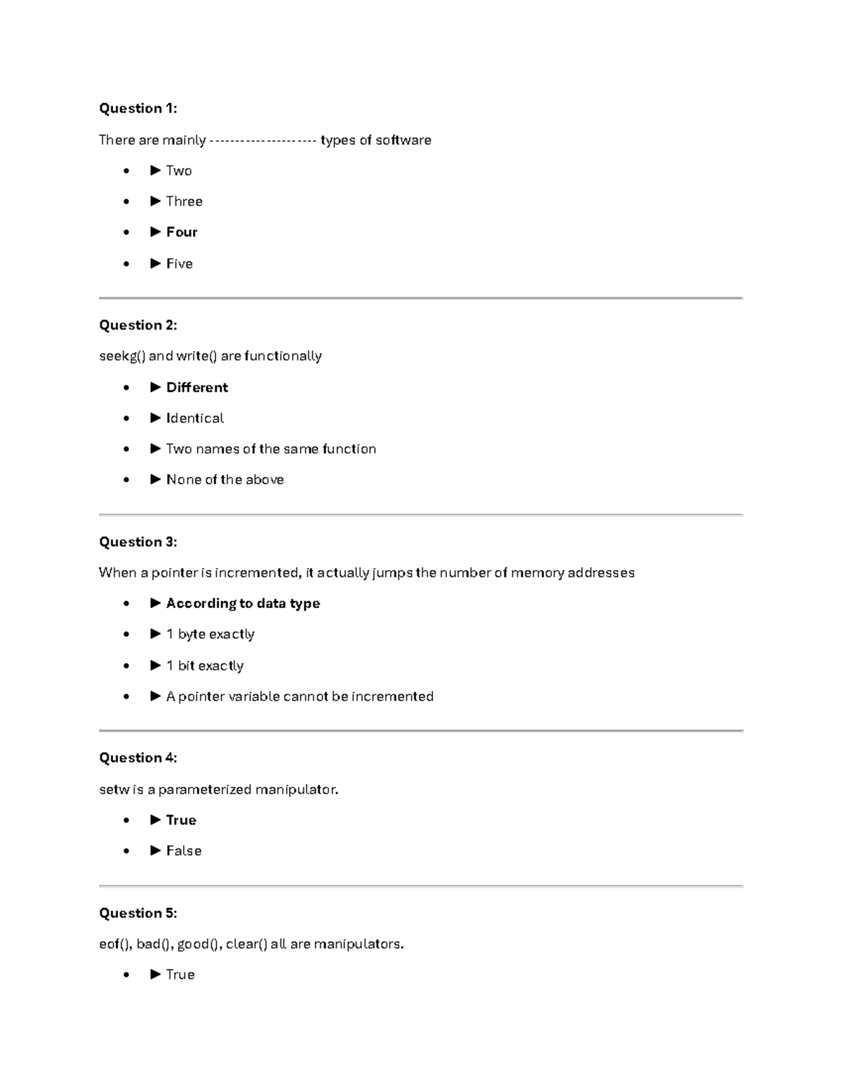 CS201 Final Term Master - Question 1: There are mainly - types of ...