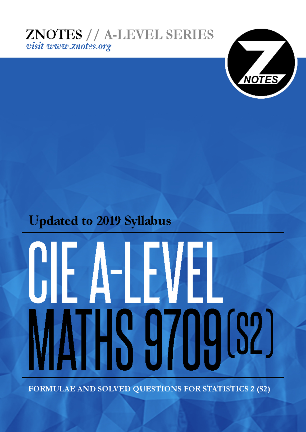CIE A-Level Maths 9709: Statistics 2 Comprehensive Notes - Studocu