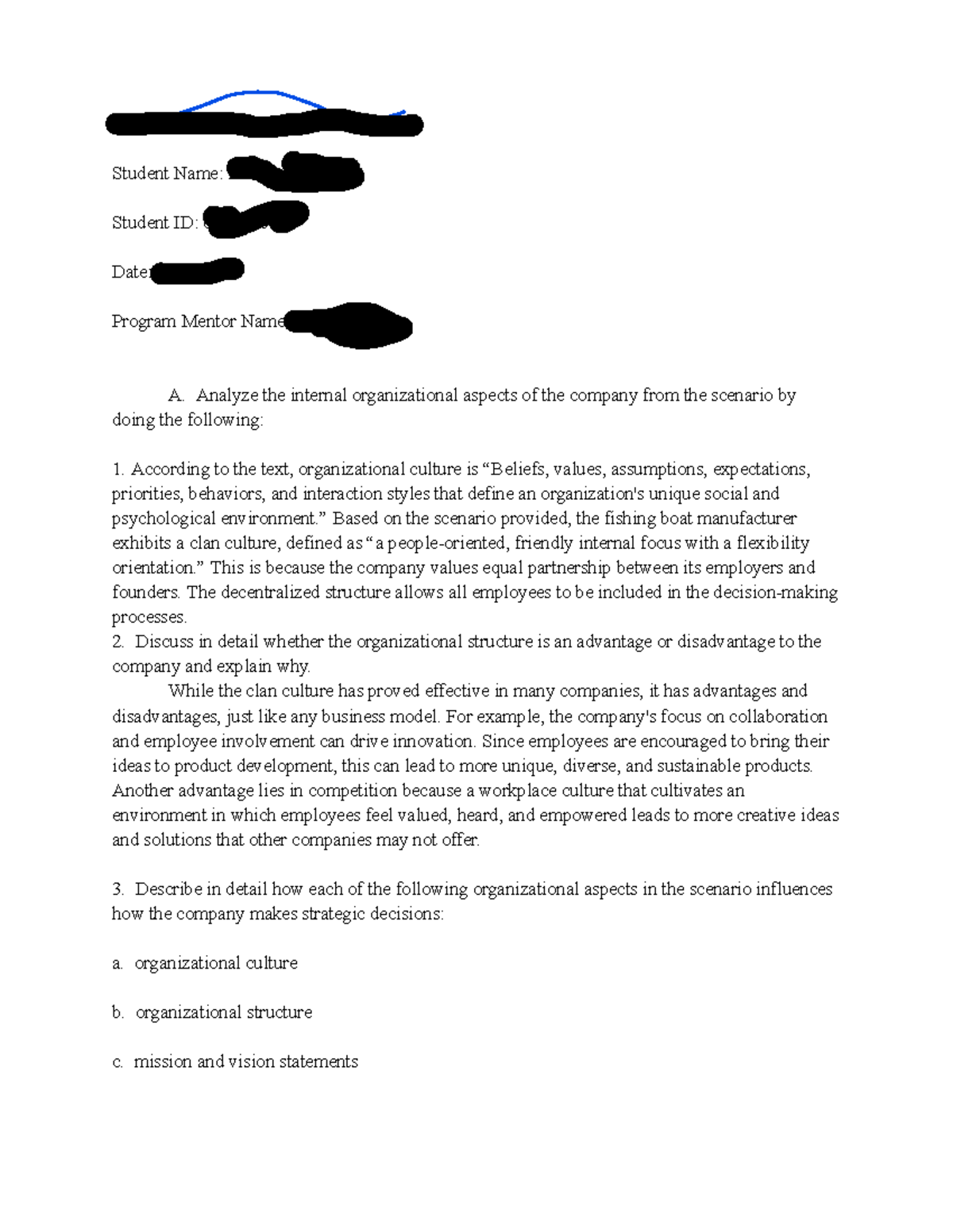 D081 QBM3 - How to format and begin task 1 - Course/Assessment Code ...