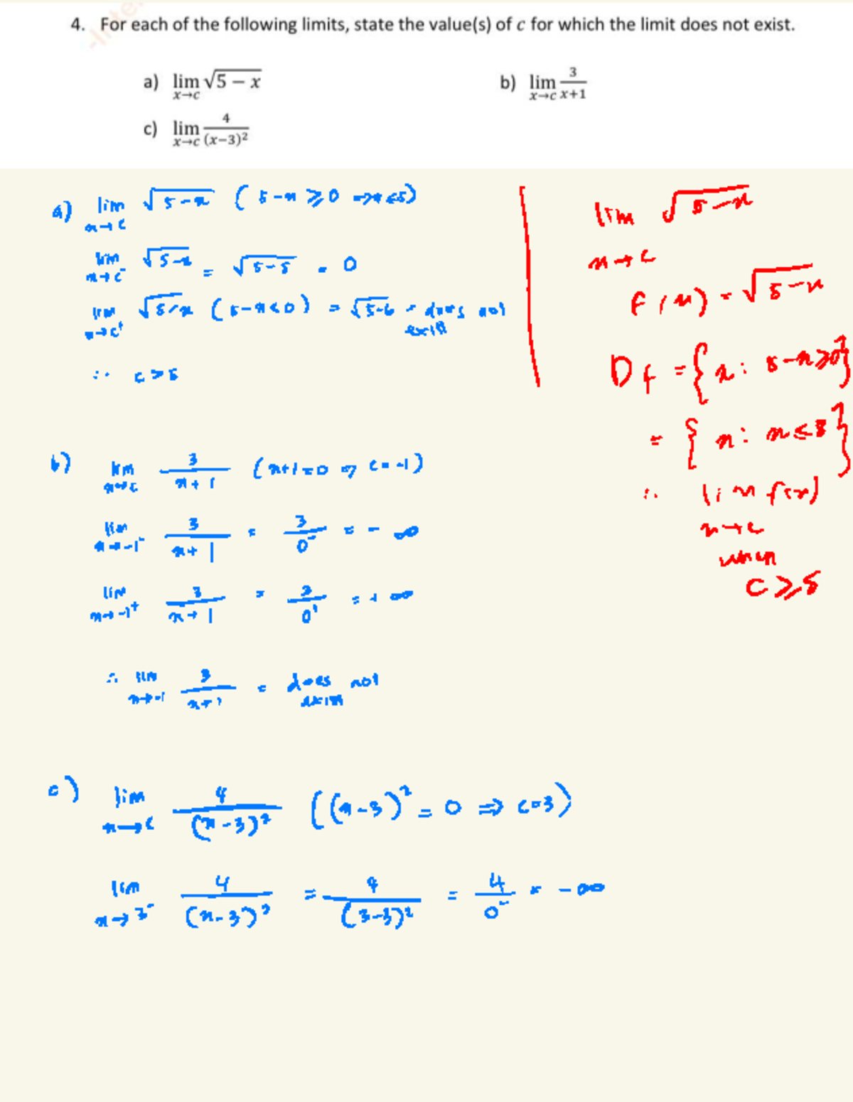 Limit Calculations and Evaluations - Tutorial 1 (Math 101) - Studocu