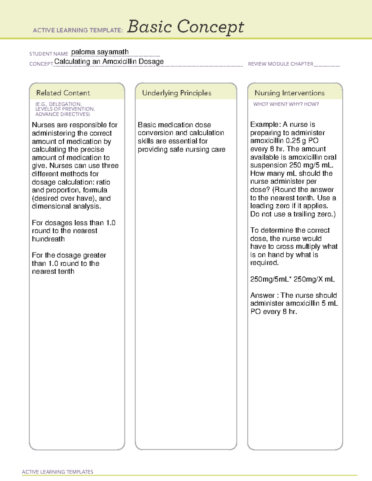 Active Learning Template: Basic Concept Overview for Nursing - Studocu