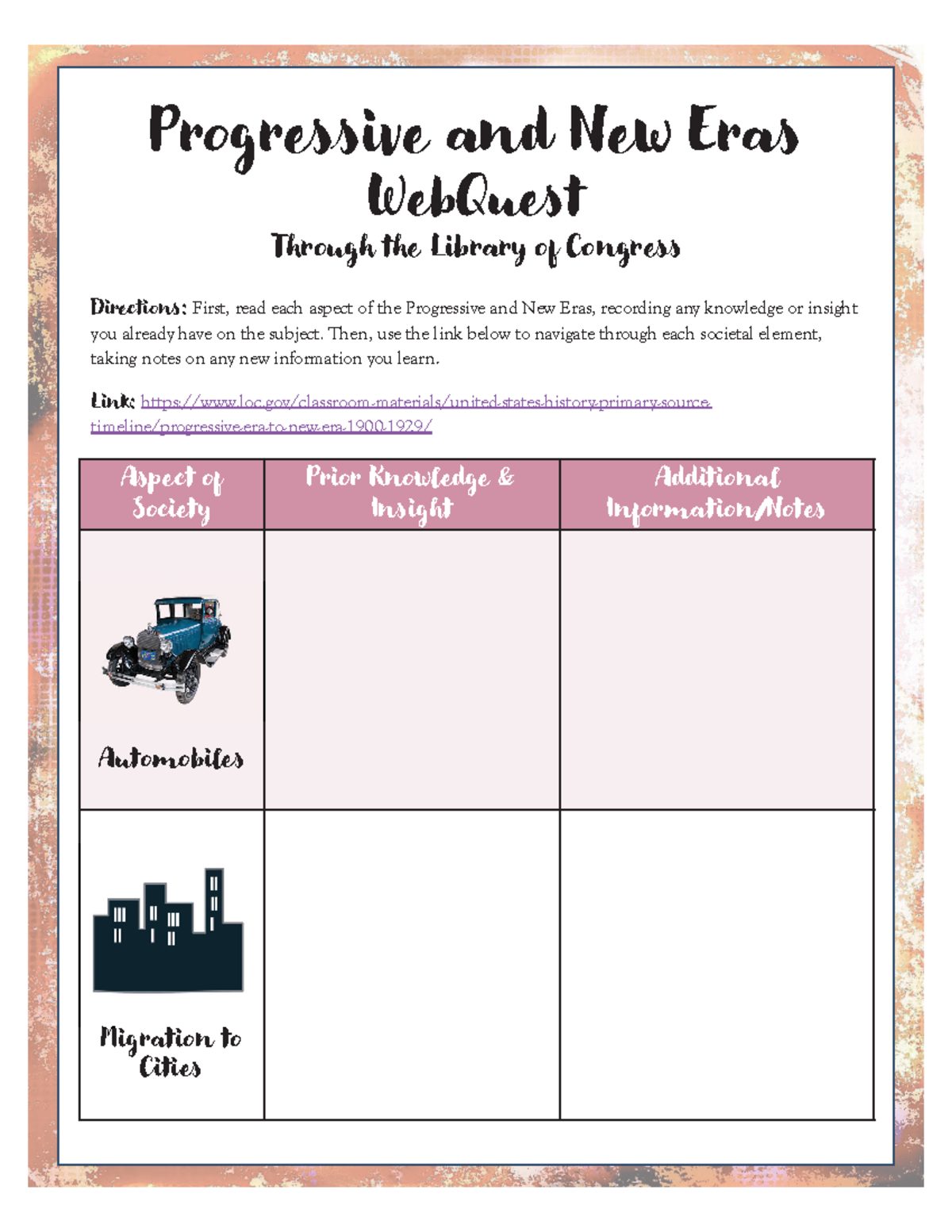 Progressive & New Eras WebQuest: Insights & Notes Guide - Studocu
