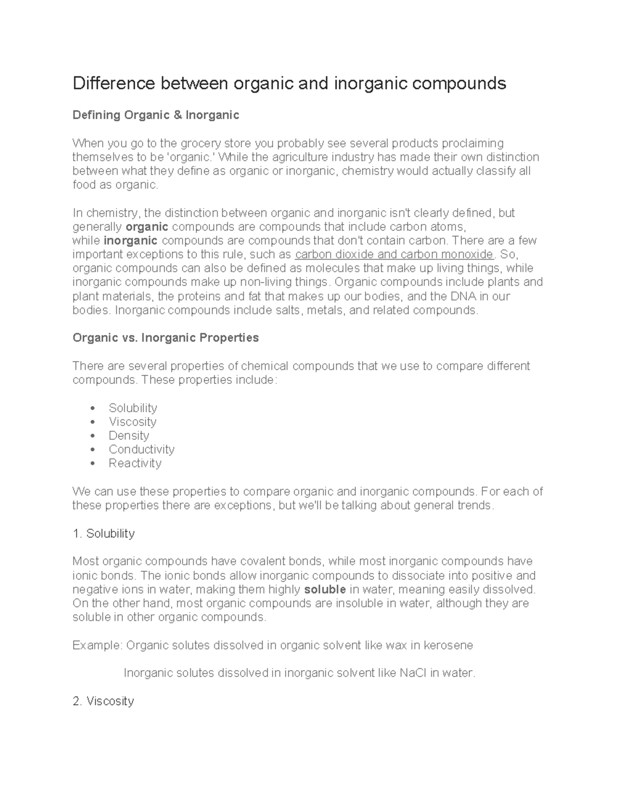 Chem 101: Organic vs. Inorganic Compounds - Key Differences ...
