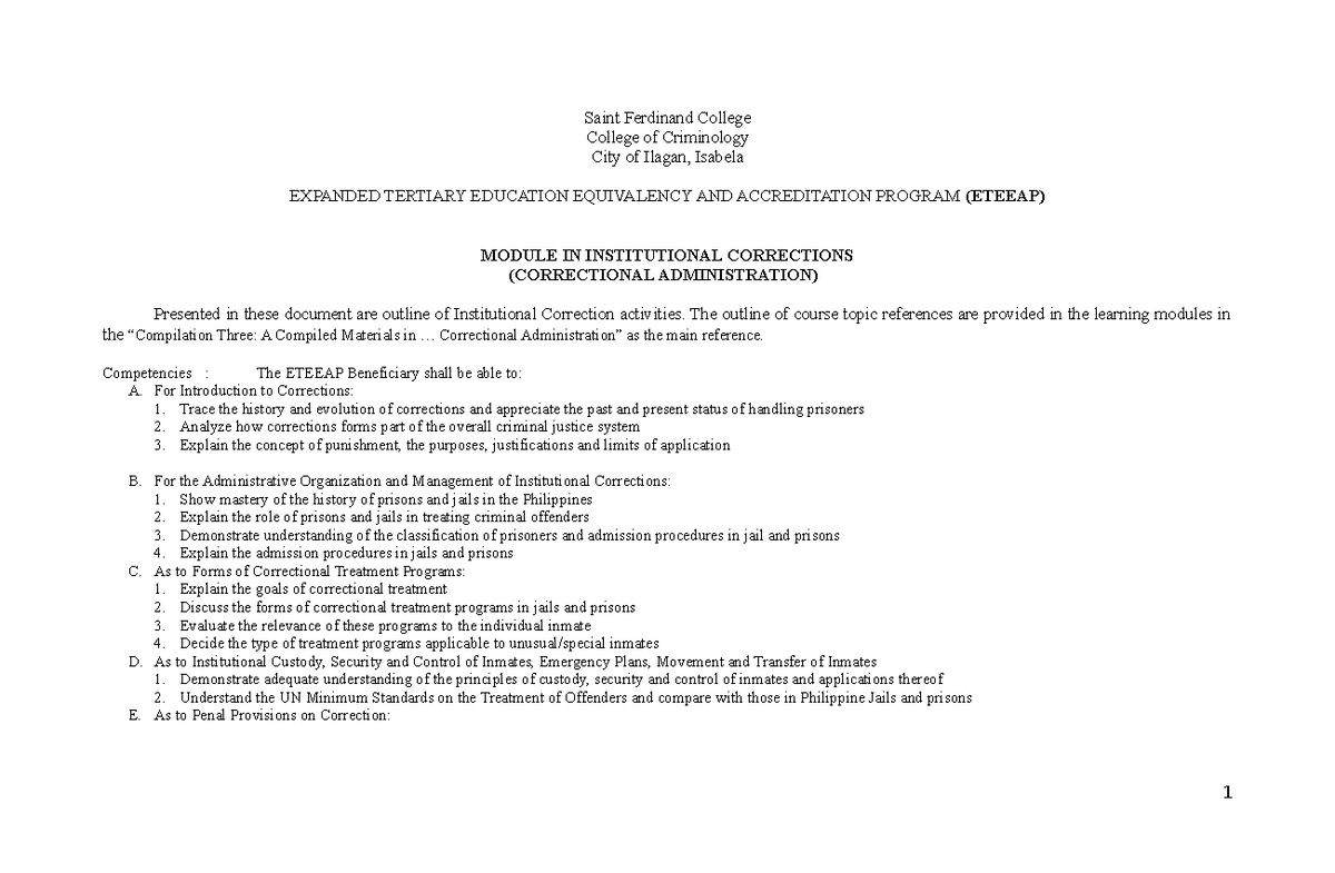 Institutional AND NON Institutional FOR Beneficiaries - Saint Ferdinand ...