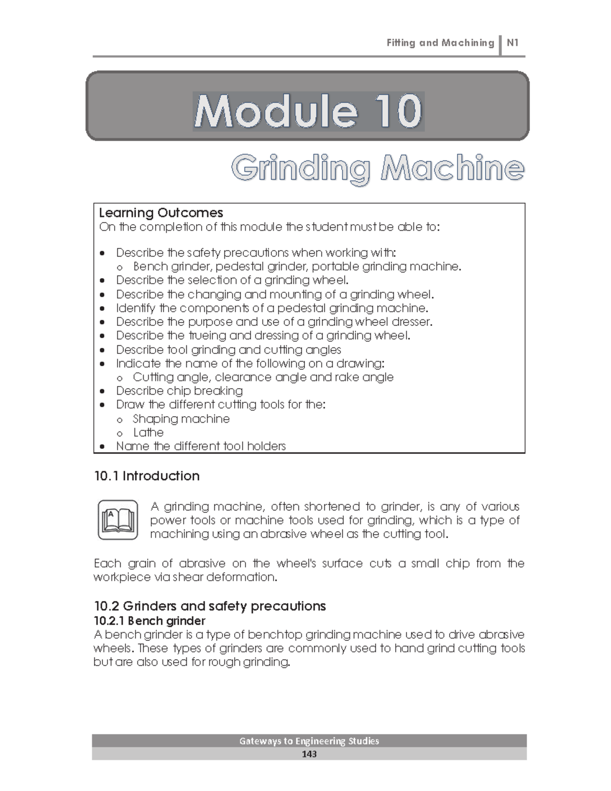 Fitting and Machining N1: Grinding Machine Safety and Techniques - Studocu