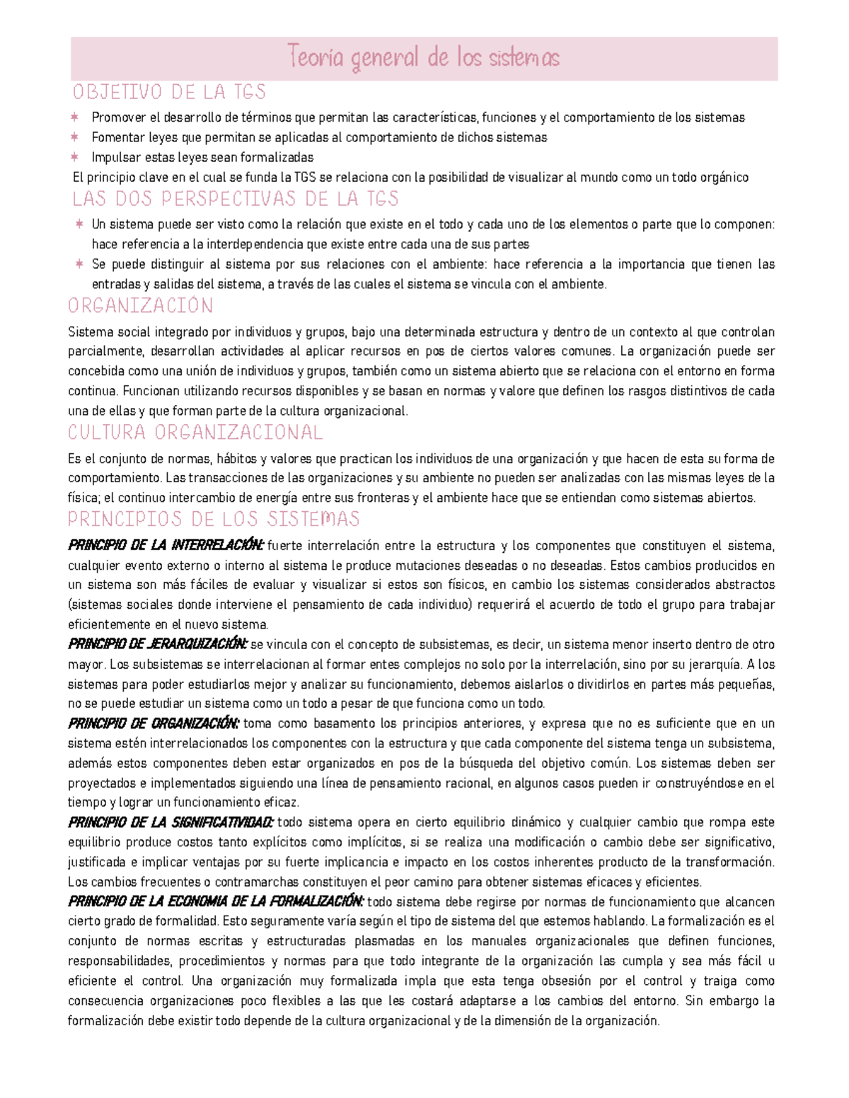 Sist - Sistemas de Información Organizacional: Teoría General de Sistemas - Studocu