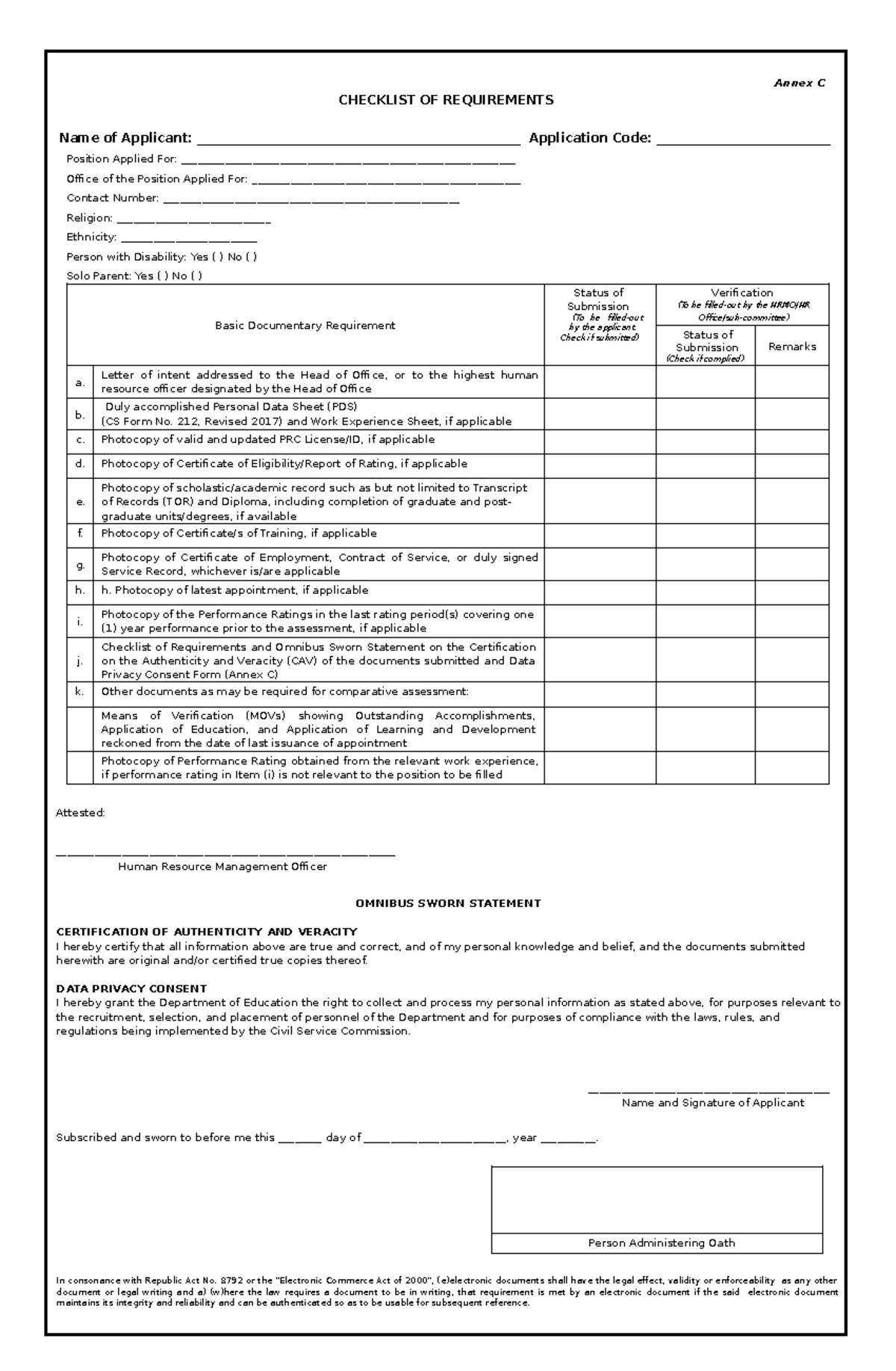 A Annex-C-Checklist-of-Requirements-and-Omnibus-Sworn-Statement - Annex ...