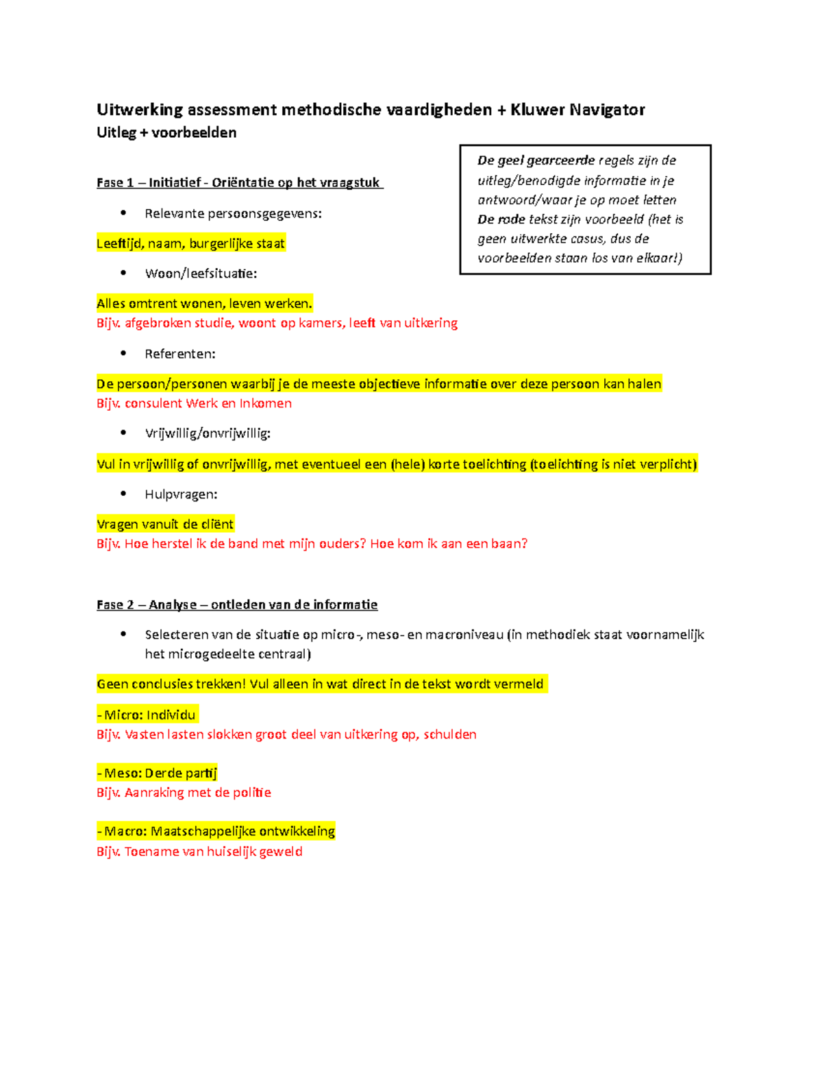 Uitwerking Assessment Methodische Vaardigheden + Kluwer Navigator ...