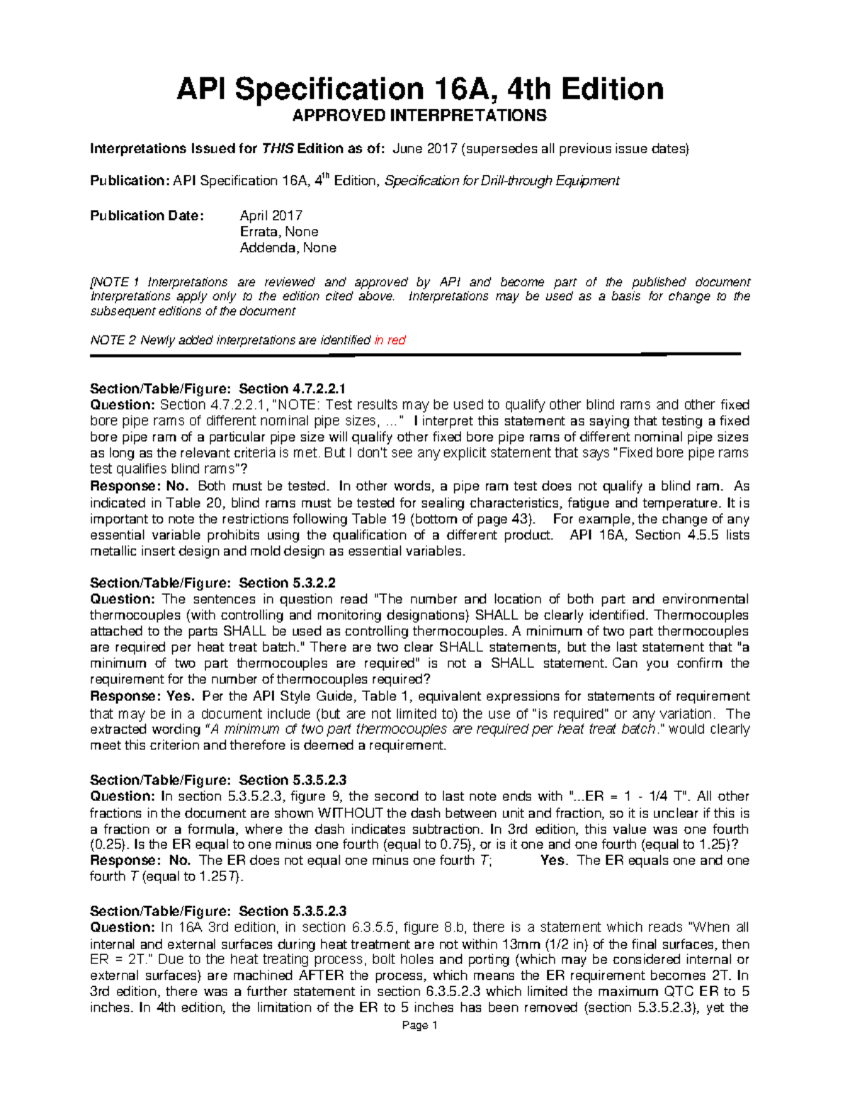 API Specification 16A 4th Edition: Approved Interpretations & Notes ...