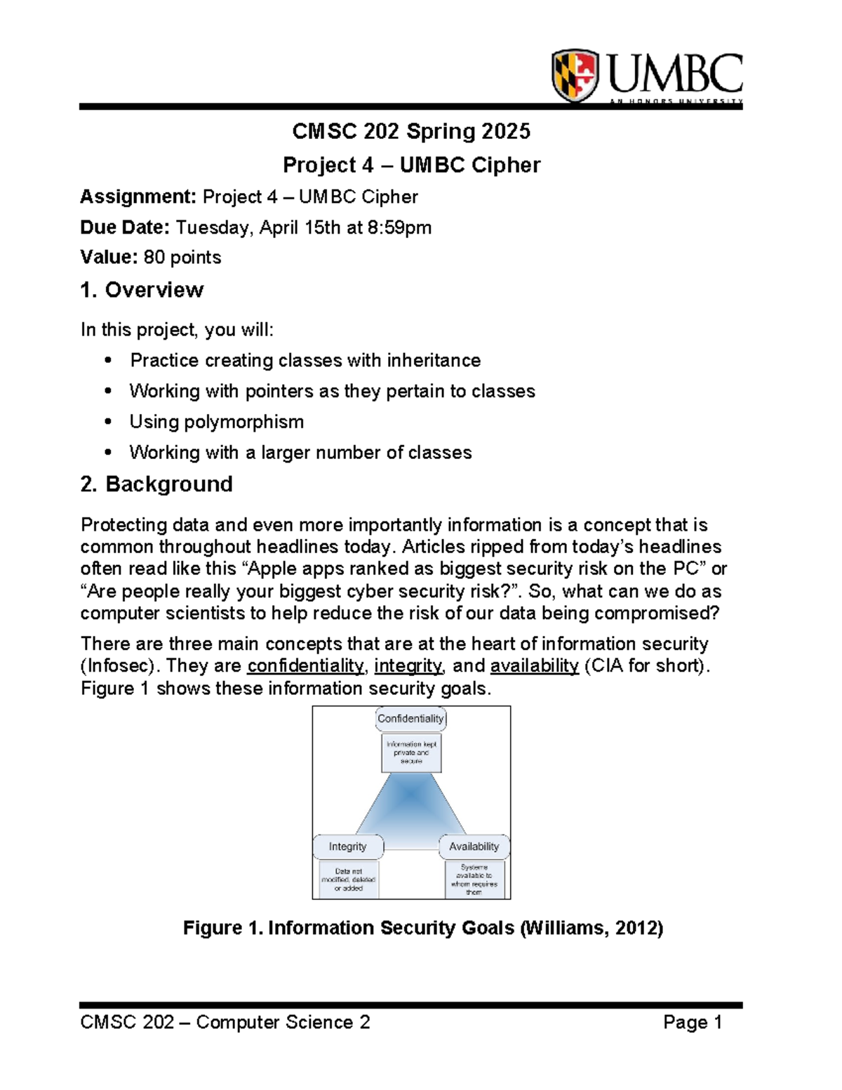 CMSC 202 Spring 2025 Project 4: UMBC Cipher Implementation Guide - Studocu