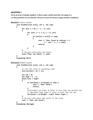 CS300 Sample Final Solutions - CS300 SAMPLE FINAL SOLUTIONS 1) Given ...