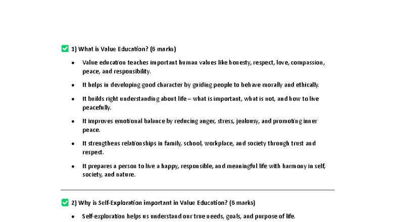 UHV2: Comprehensive Notes on Value Education and Human Values - Studocu