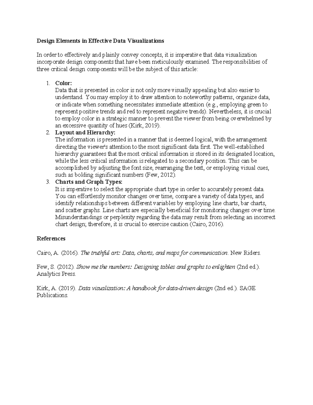 Effective Design Elements for Data Visualizations - Analysis and ...