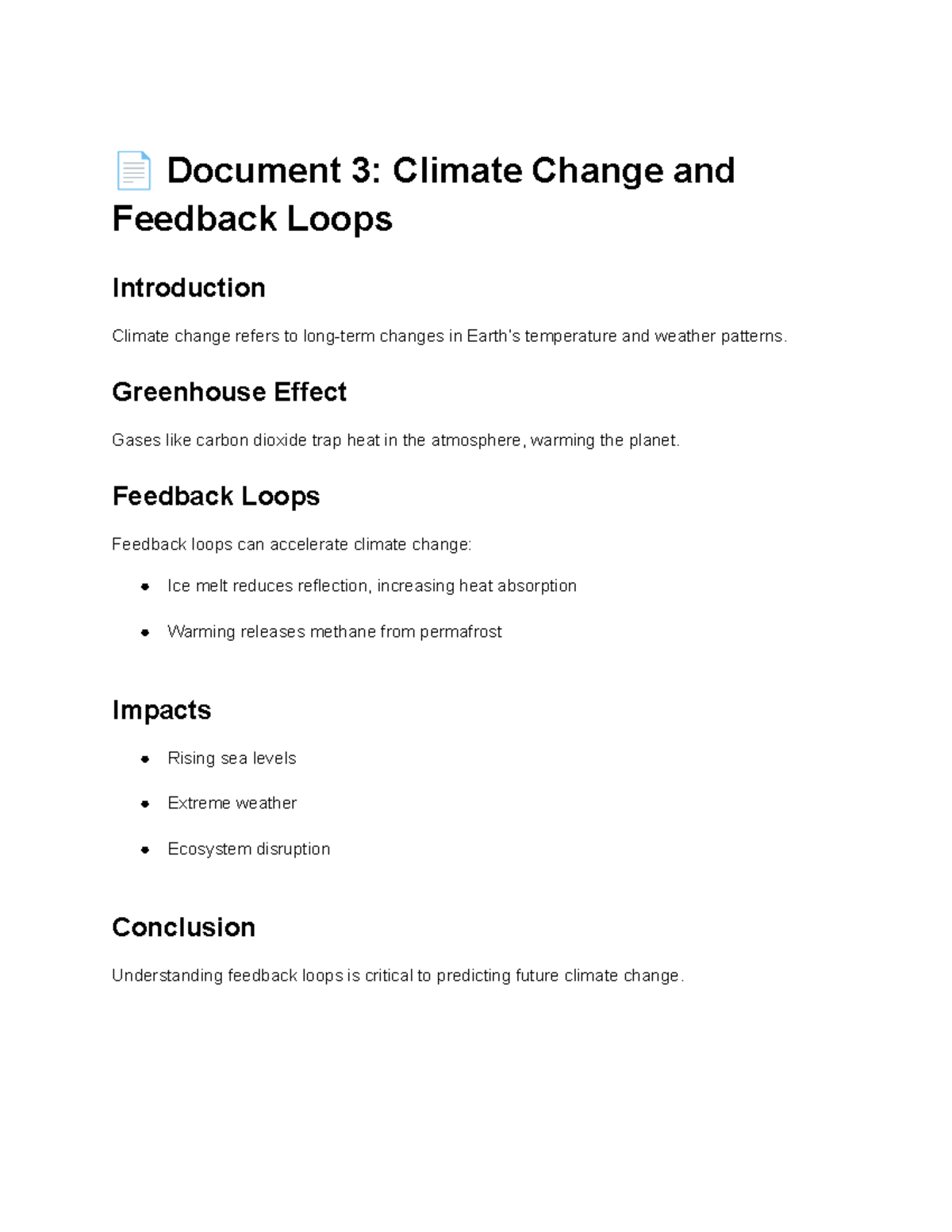 Untitled document - Notes - 📄 Document 3: Climate Change and Feedback ...