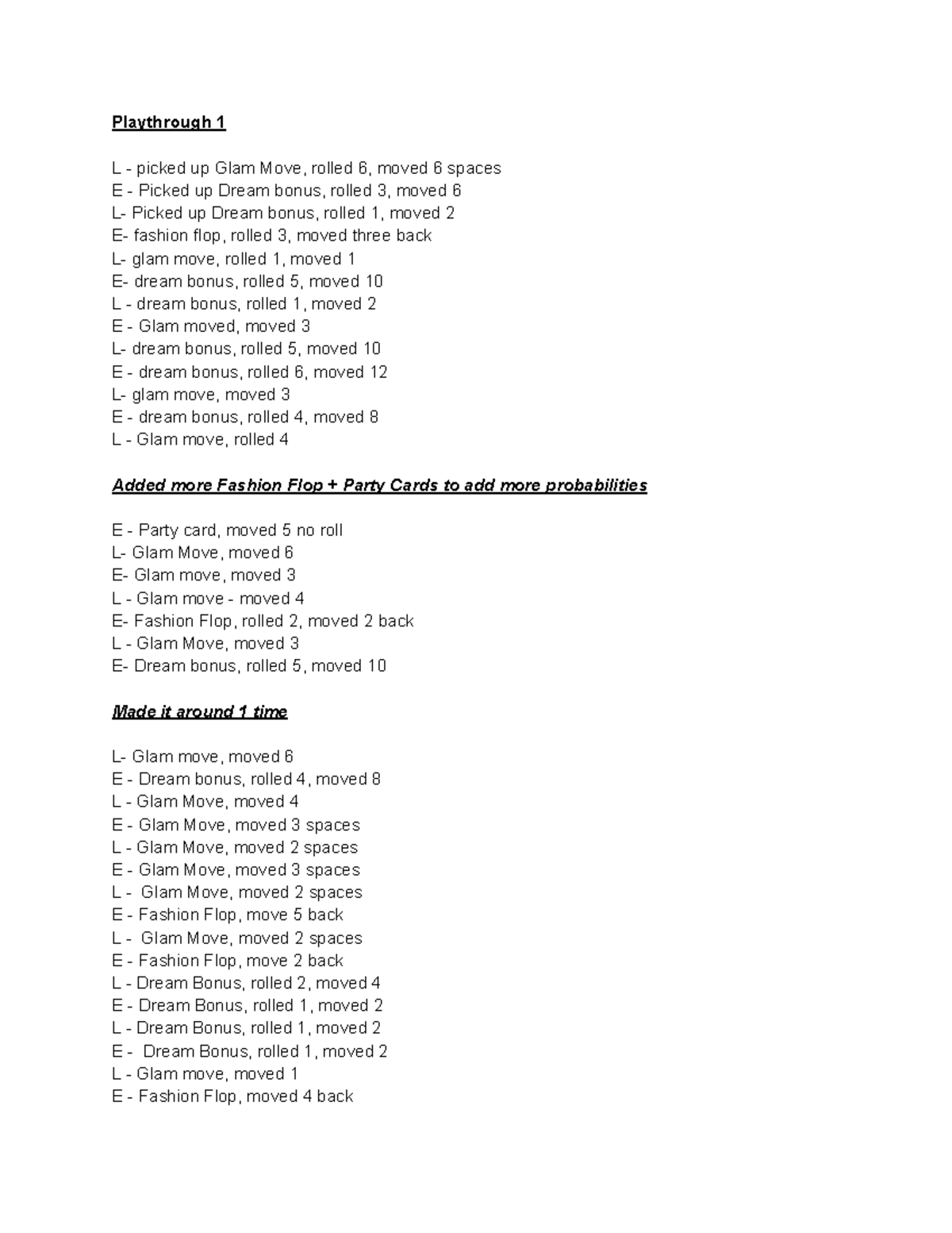Barbie Land Game Playthroughs: Laps and Moves Analysis - Studocu