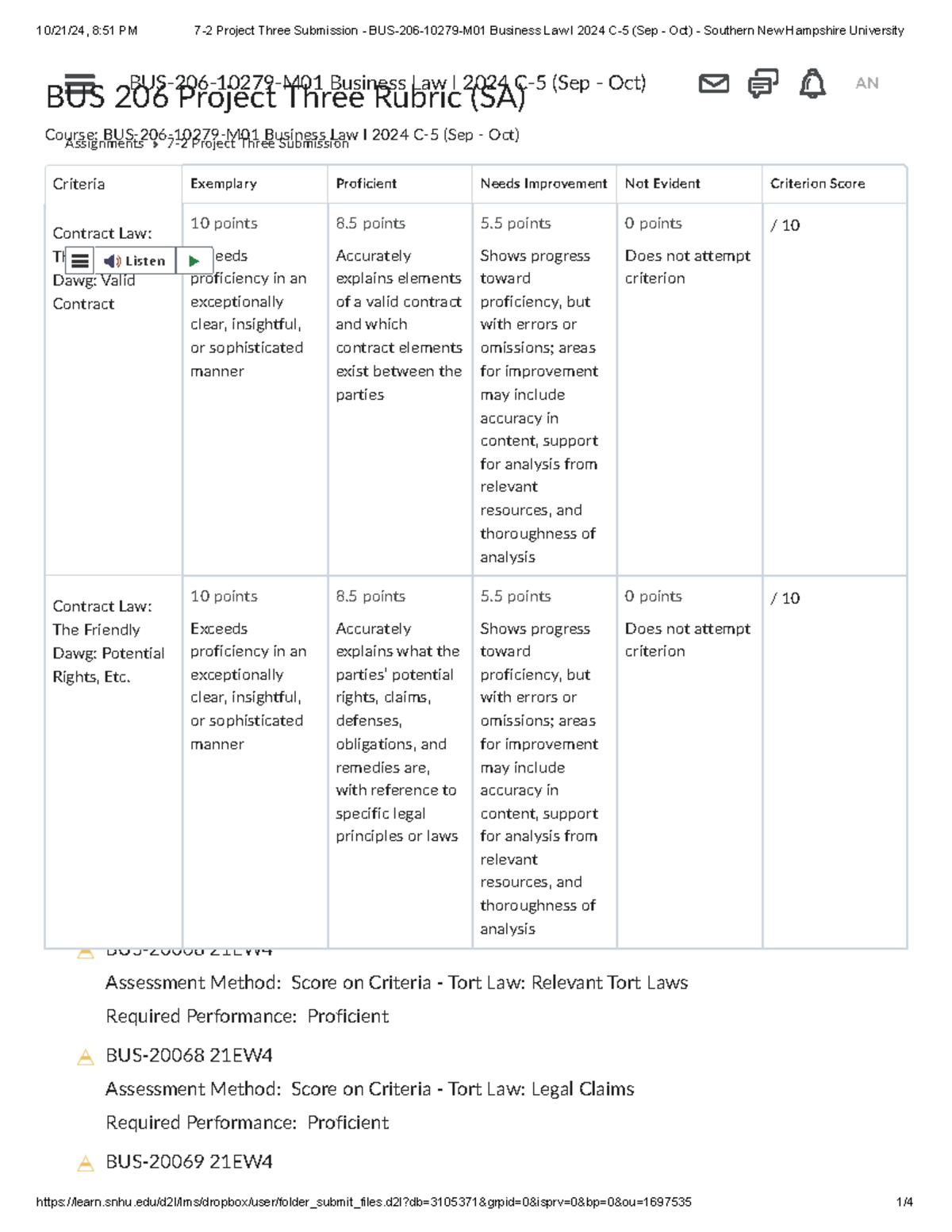 7-2 Project Three Submission - BUS-206 Business Law I Final 2024 C-5 ...