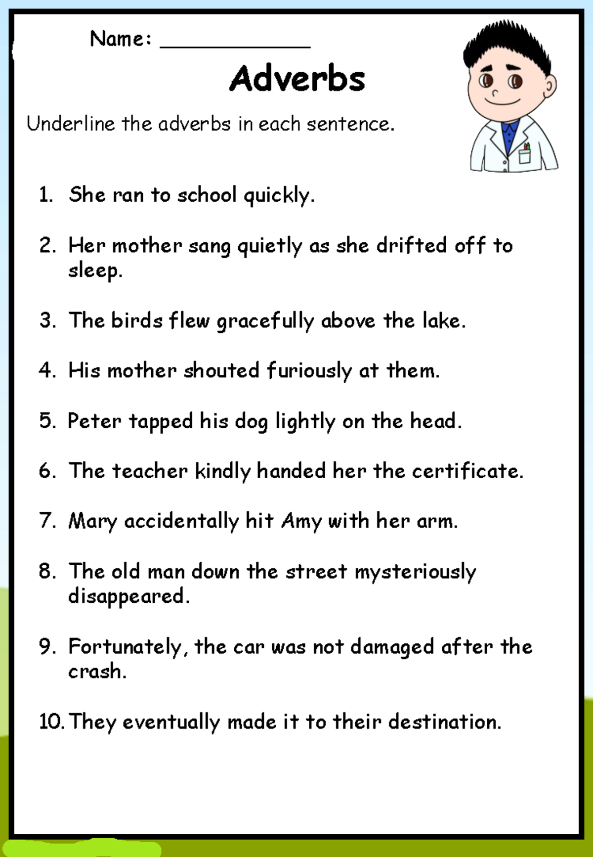 Adverb Practice Exercises - Worksheets for Grammar and Usage - Studocu