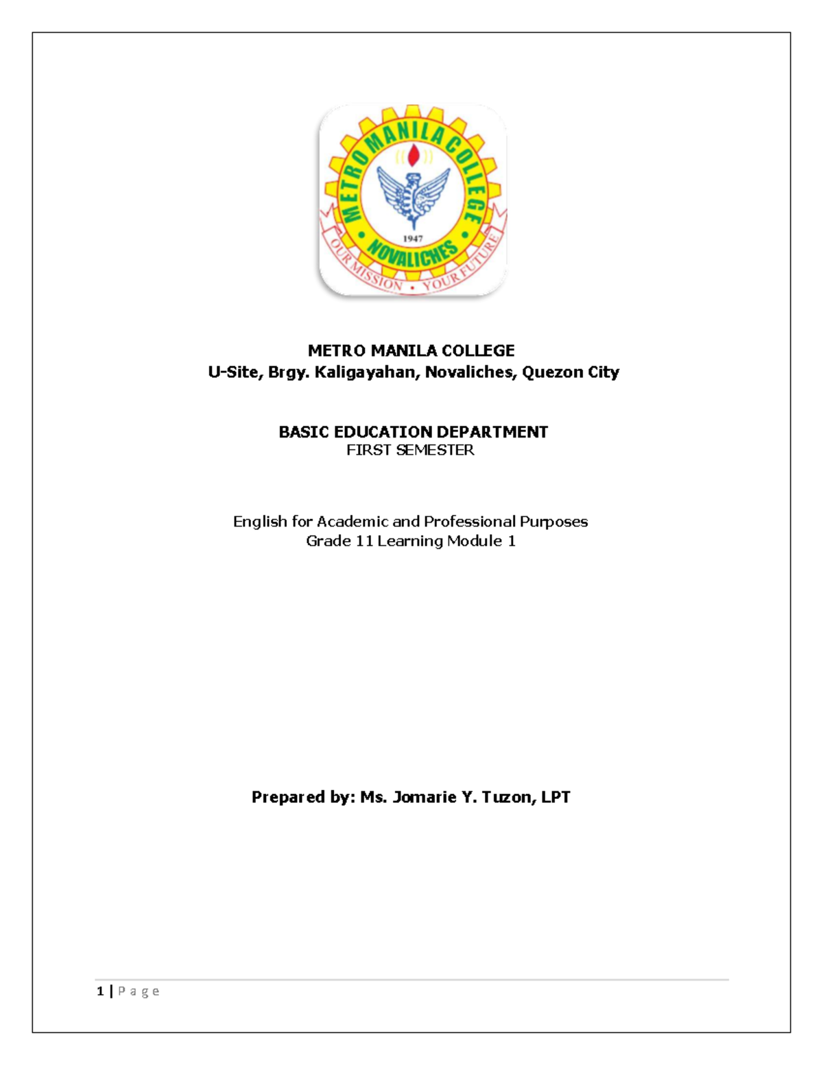 EAPP 11 M1 - English for Academic & Professional Purposes Notes - Studocu