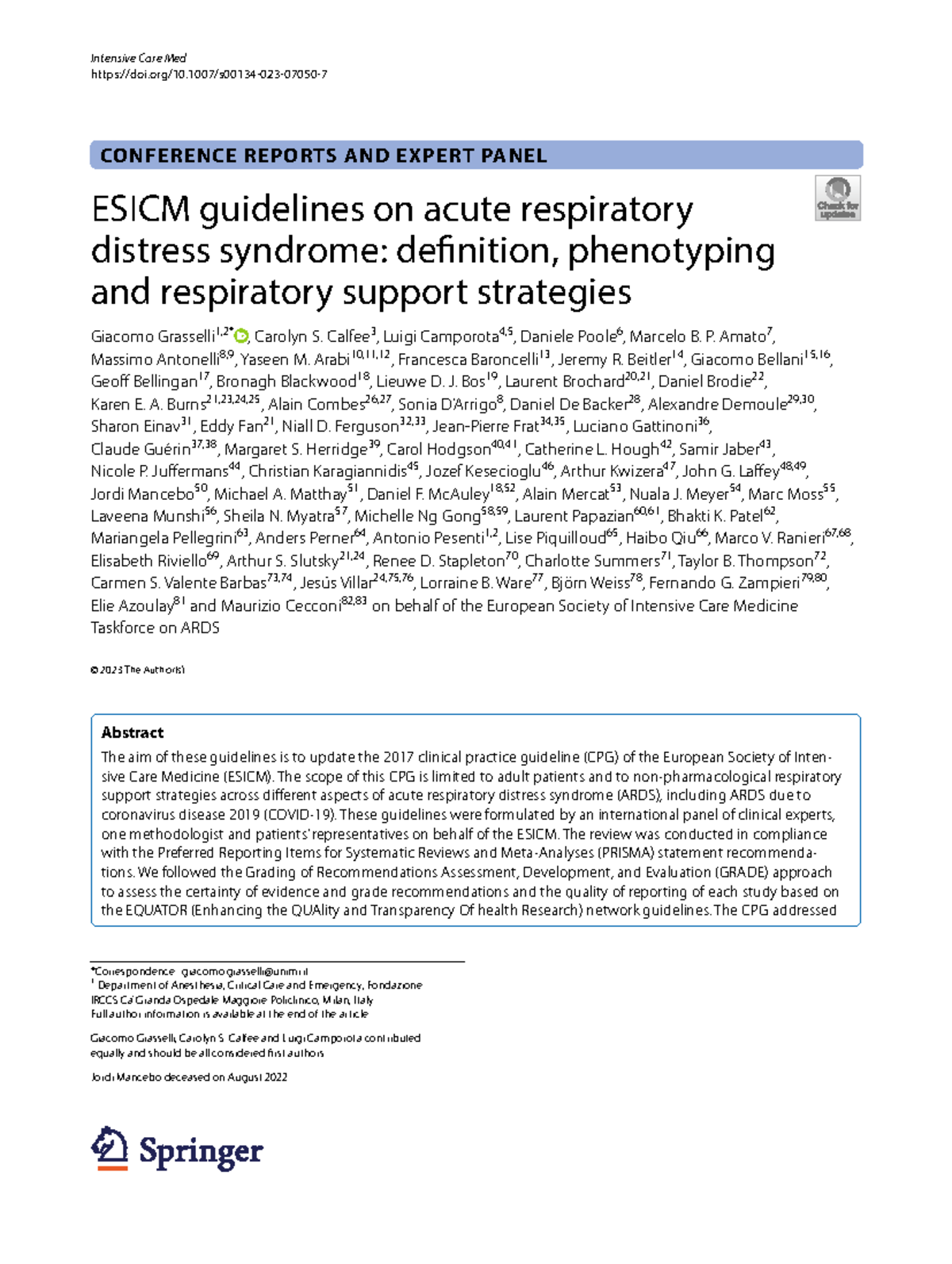 ESICM Guidelines on ARDS: Definition, Phenotyping & Support Strategies ...