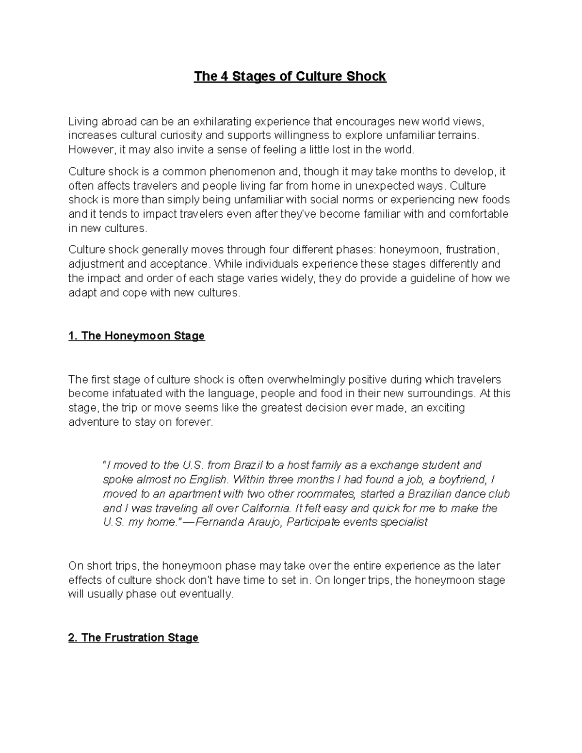 The 4 Stages of Culture Shock: Understanding Adaptation Abroad - Studocu