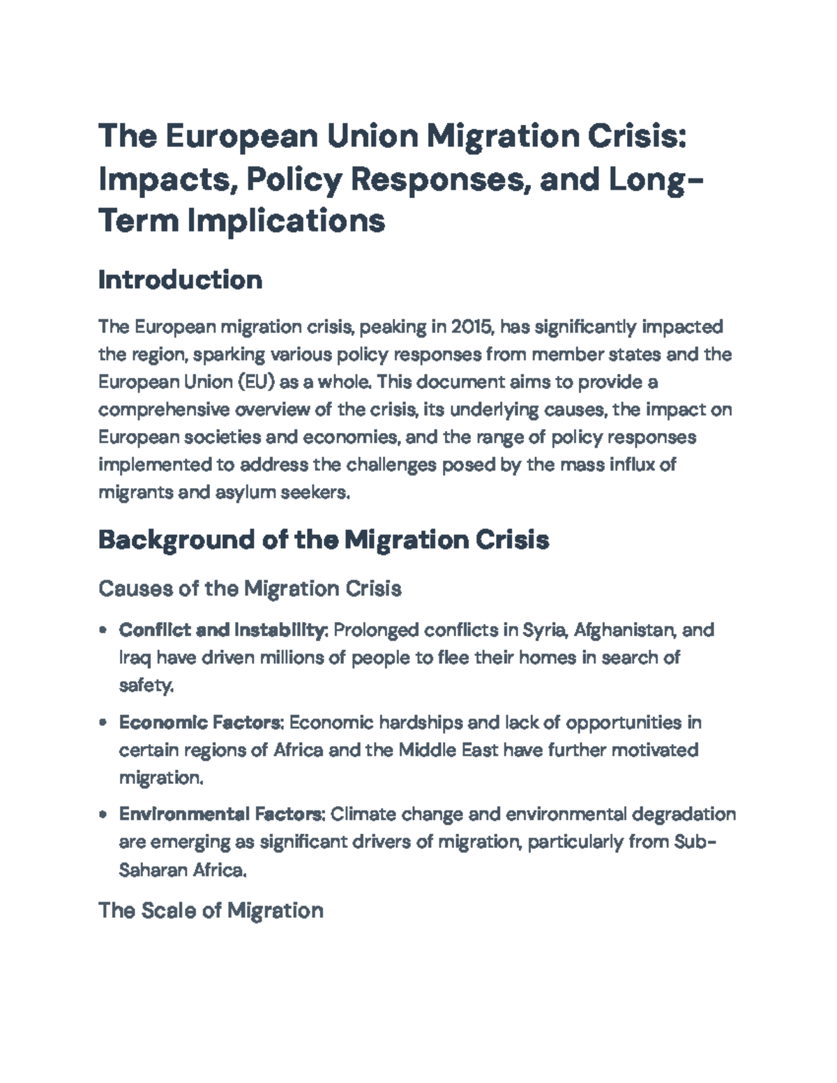 The EU Migration Crisis: Impacts, Policies, and Future Challenges - The ...