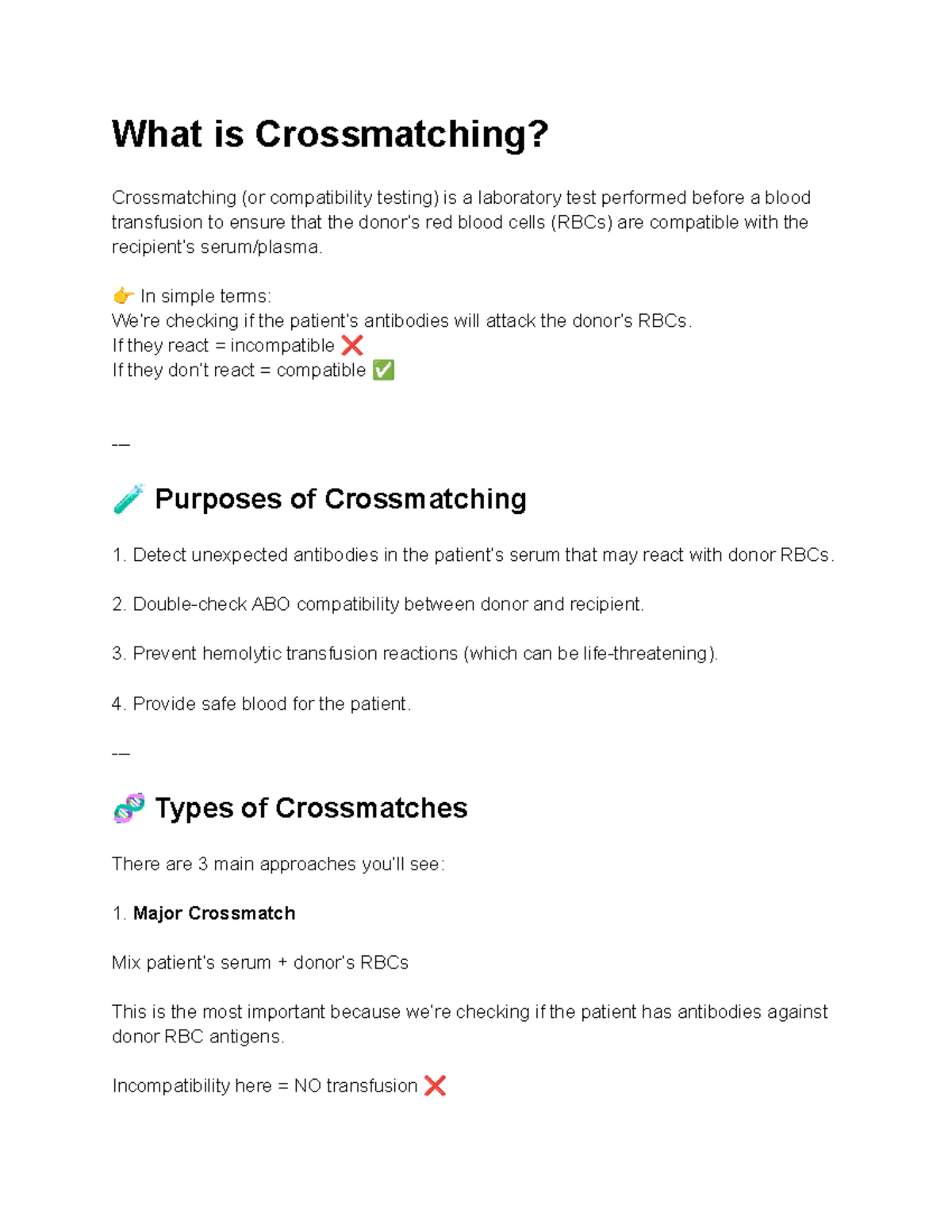Crossmatching: A Comprehensive Review for Blood Transfusion Safety ...