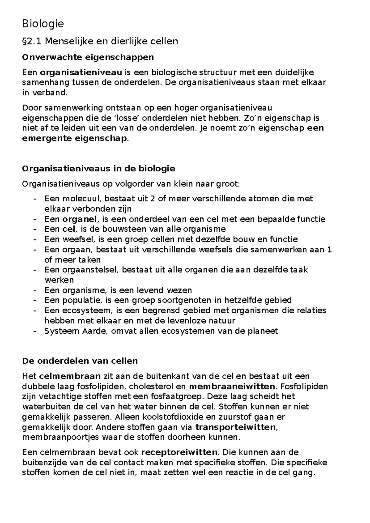 Biologie TW 1 - klas 4: Celstructuur, Celdeling en Voedselbederf ...
