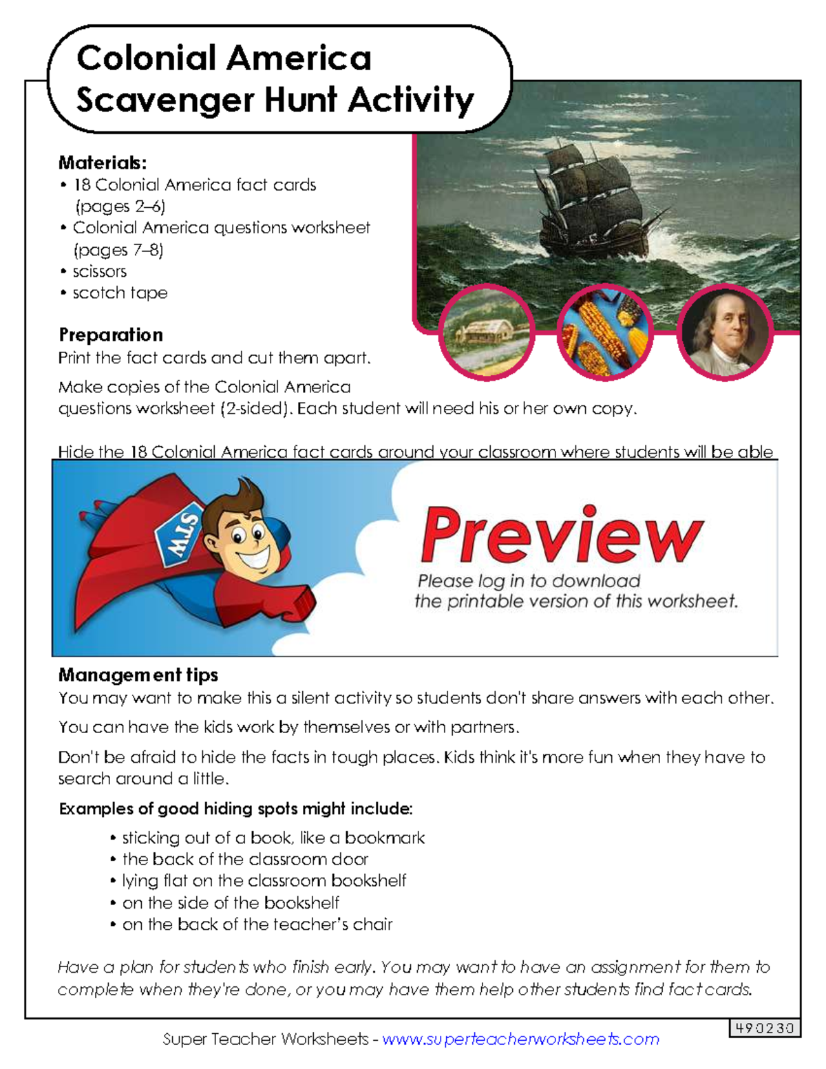 Colonial America Scavenger Hunt Activity Guide - Studocu