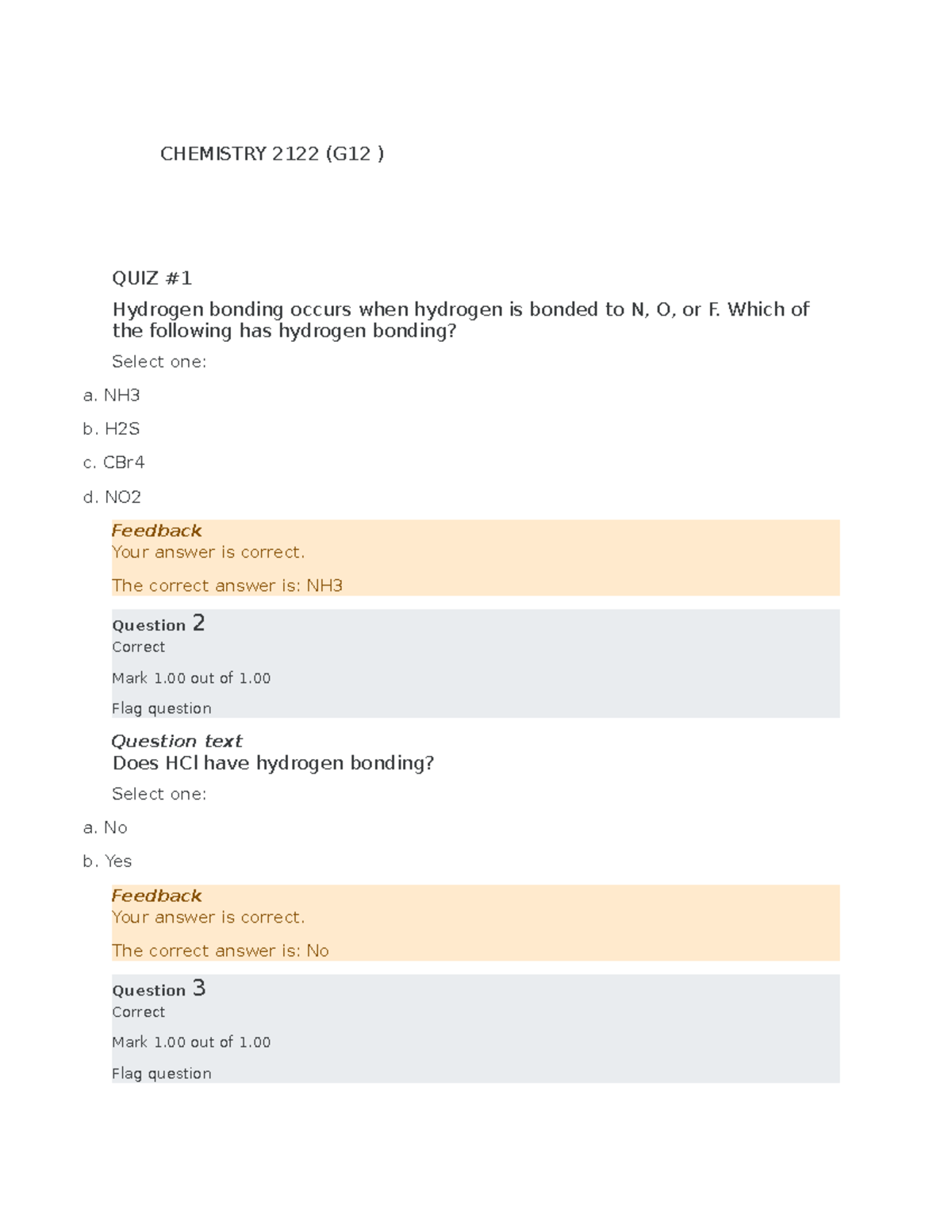 CHEM 2122 (G12) - Quiz on Intermolecular Forces & Properties - Studocu