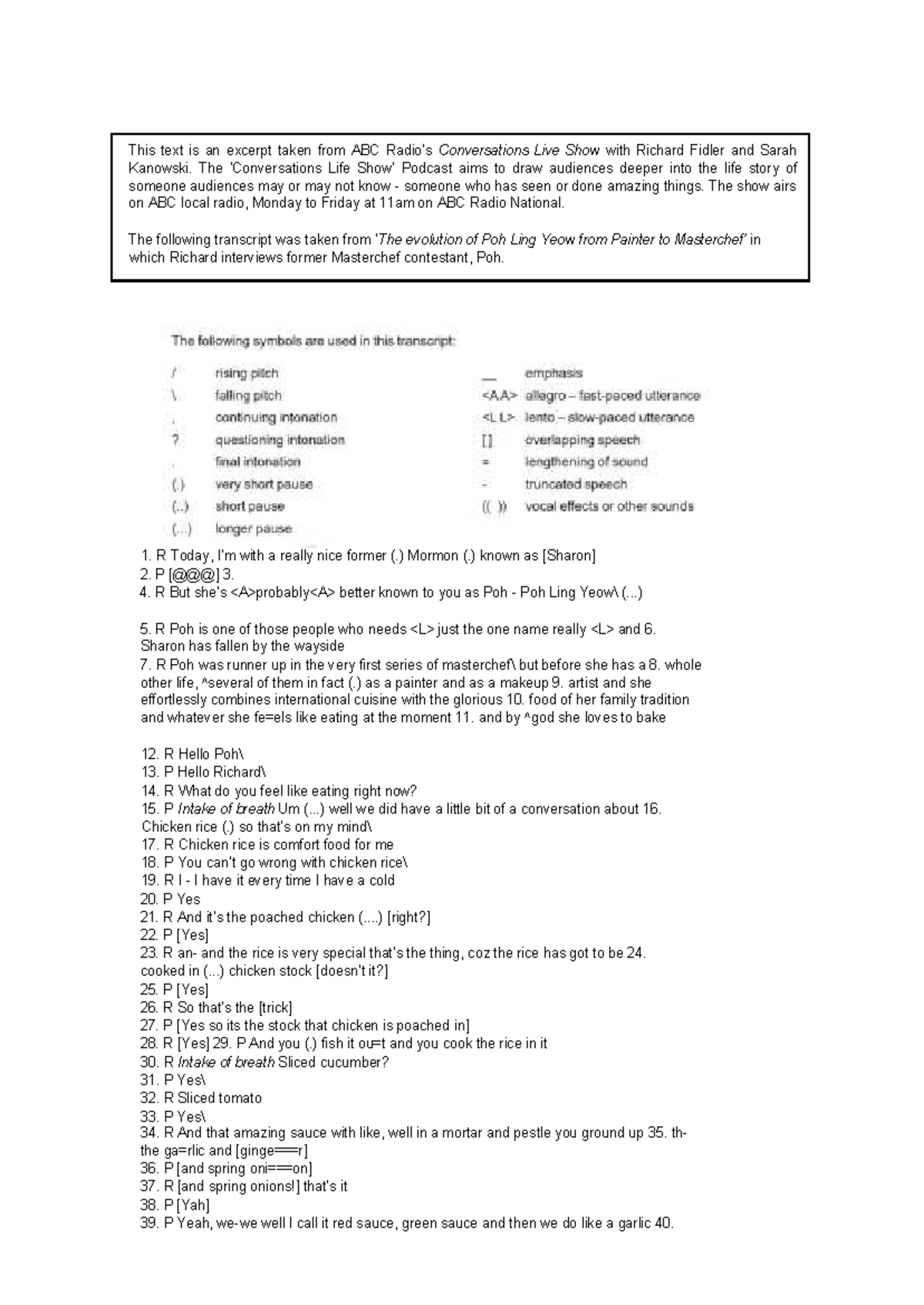 Short Answer Practice U4 AOS2: Insights from ABC Conversations with Poh ...