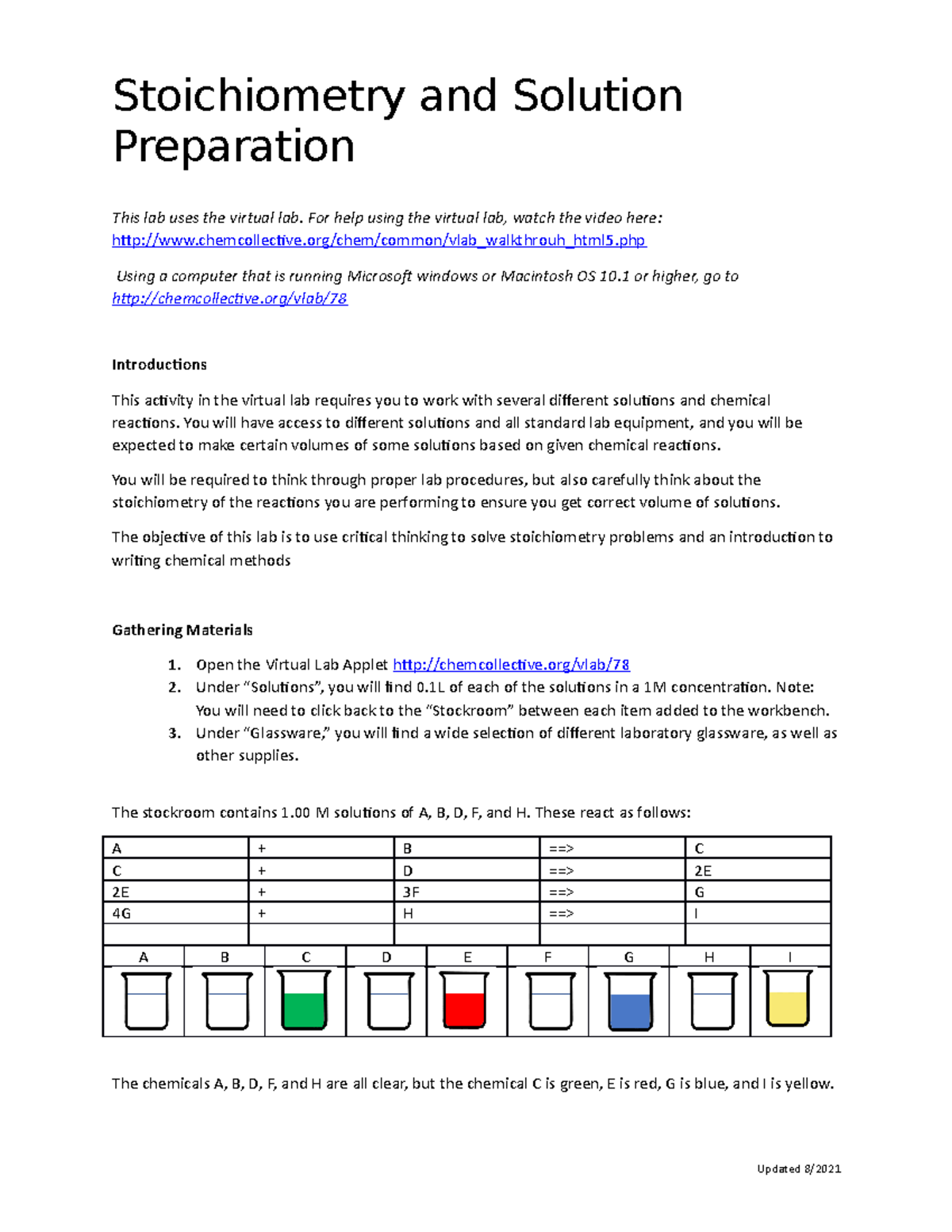 Stoichiometry Solutions Lab (CHEM101) - Jello Method 2021 - Studocu
