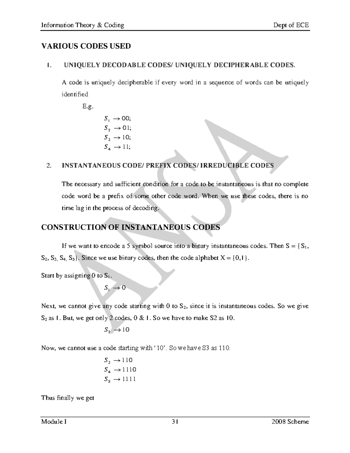 Instantaneous Codes & Kraft Inequality Explained in Detail - Studocu