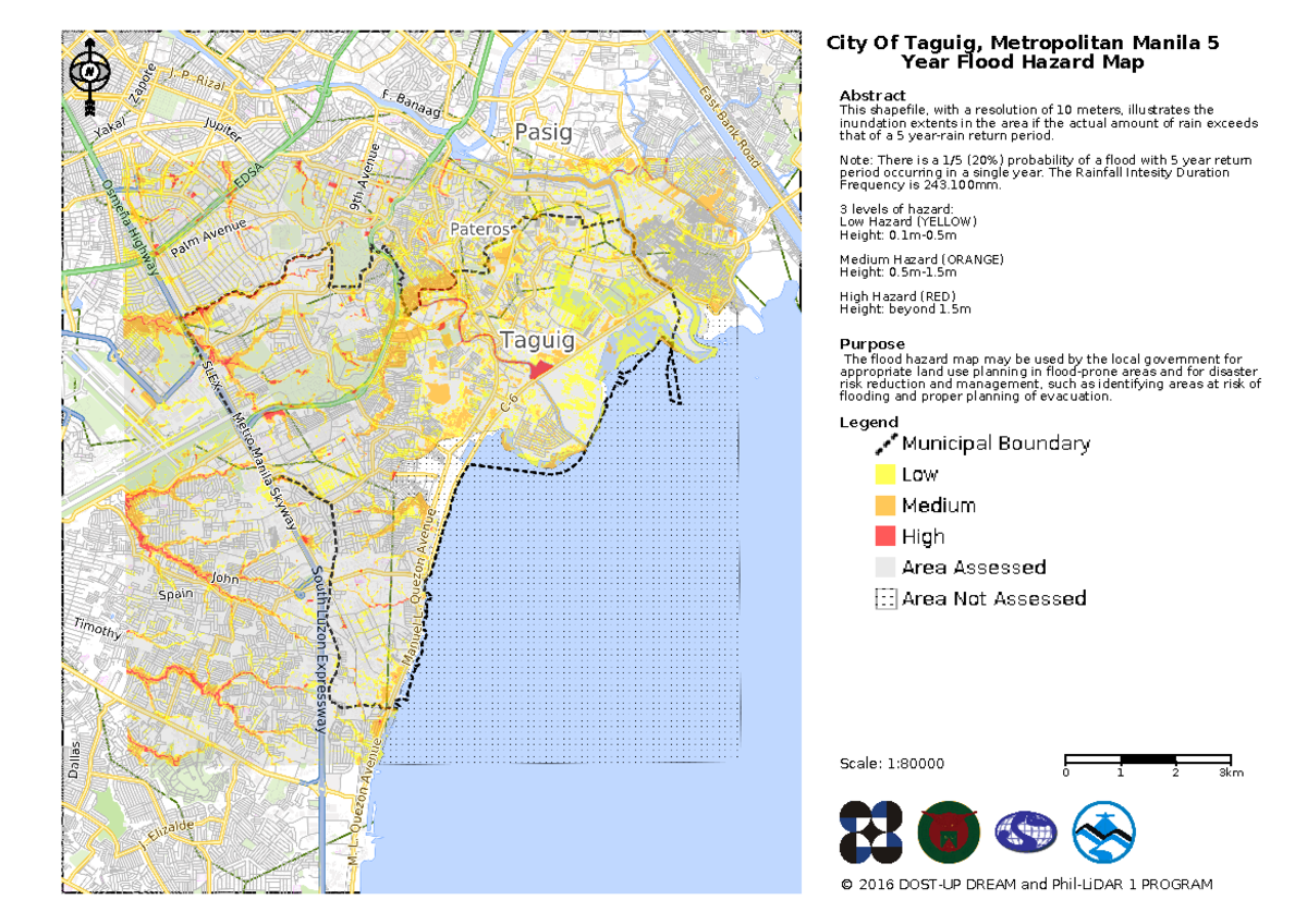 City of Taguig Metropolitan Manila 5 Year Flood Hazard Map - City Of ...