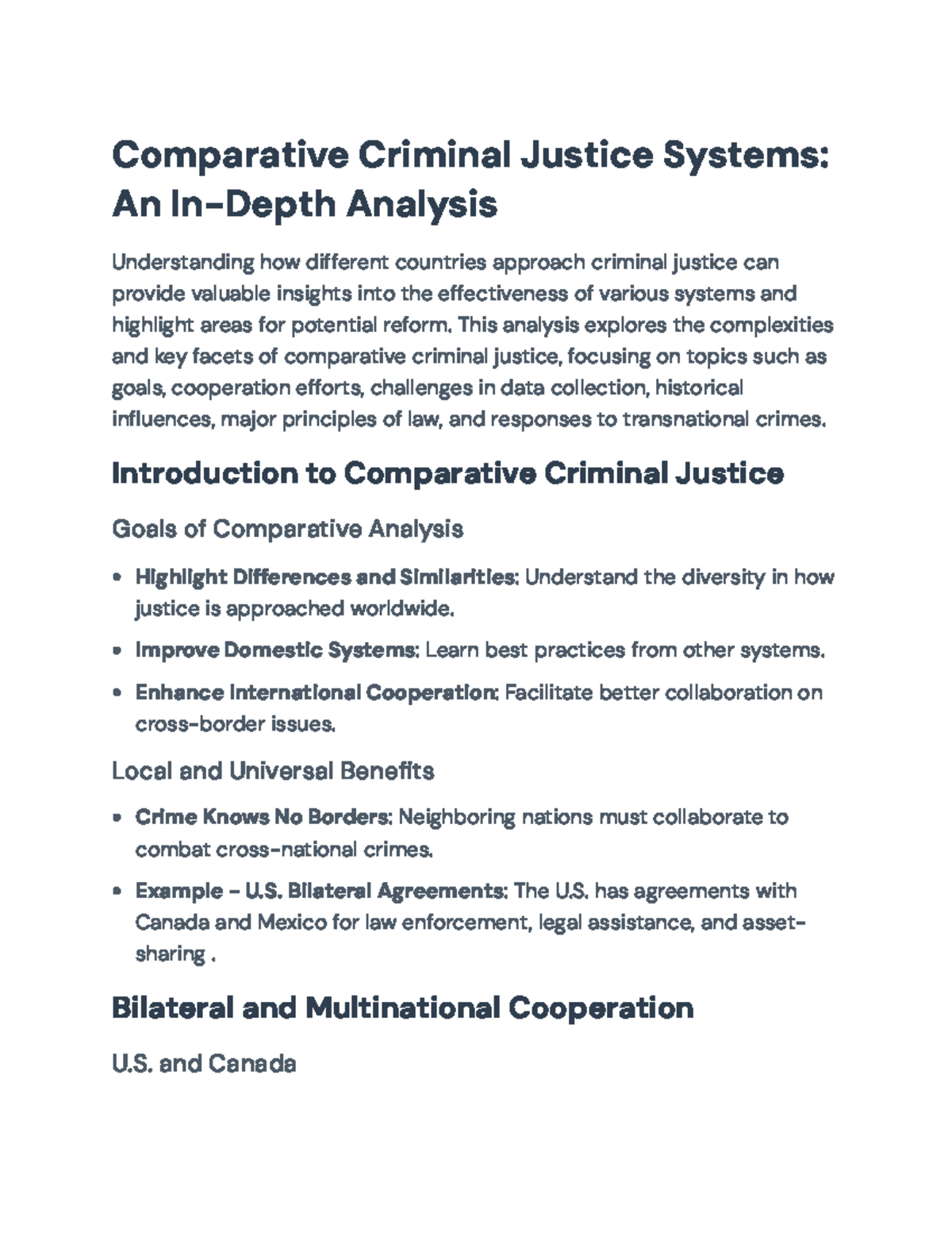 Comparative Criminal Justice Systems (CJ 101): An In-Depth Analysis ...