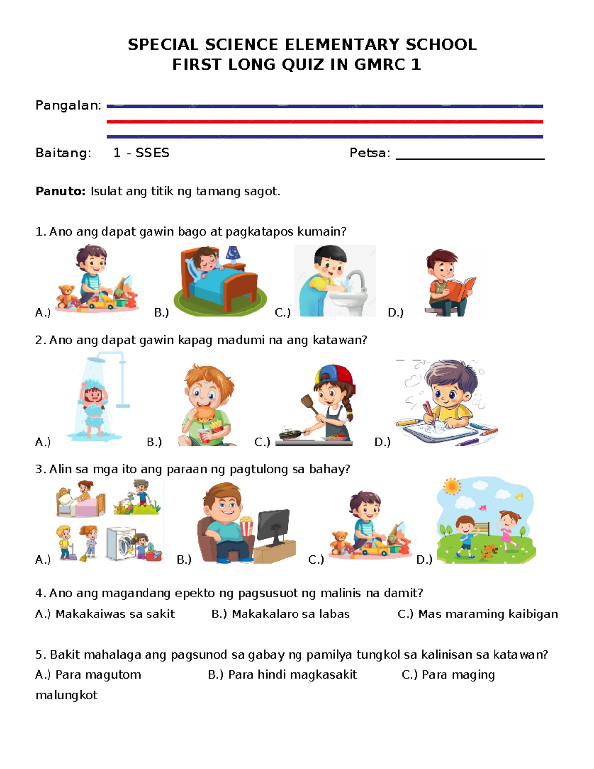 Q2 - Summative #1 - GMRC 1 - First Long Quiz Sample Questions - Studocu