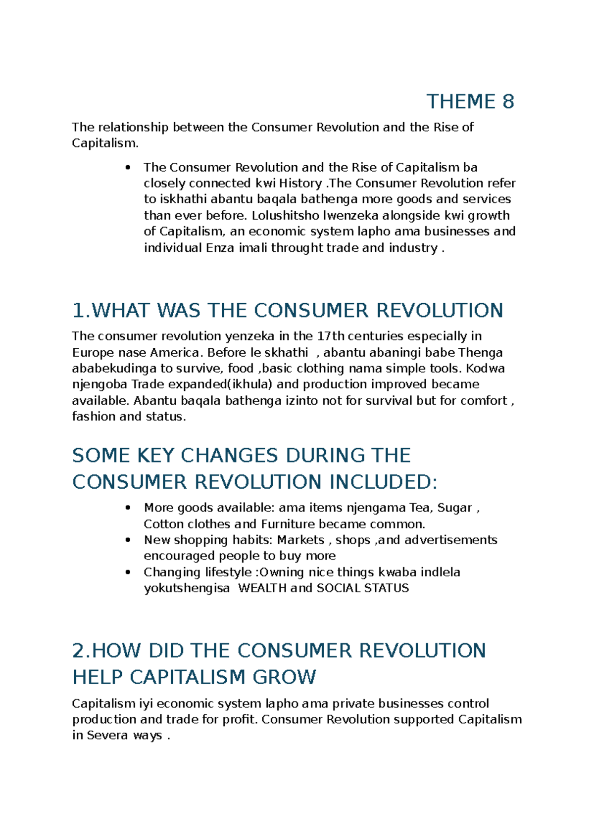 THEME 8: The Consumer Revolution's Impact on Capitalism Growth - Studocu